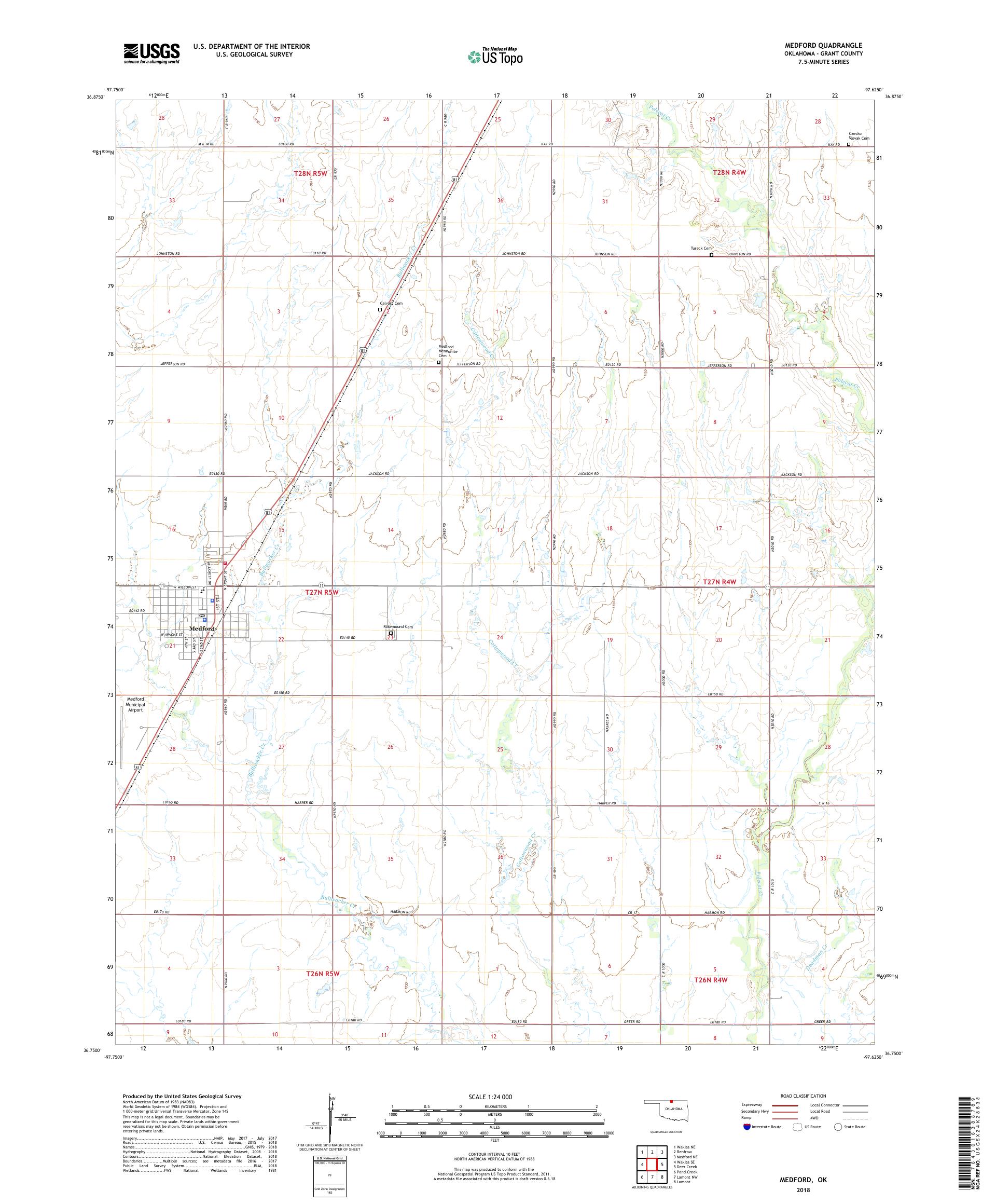 Medford Oklahoma US Topo Map – MyTopo Map Store