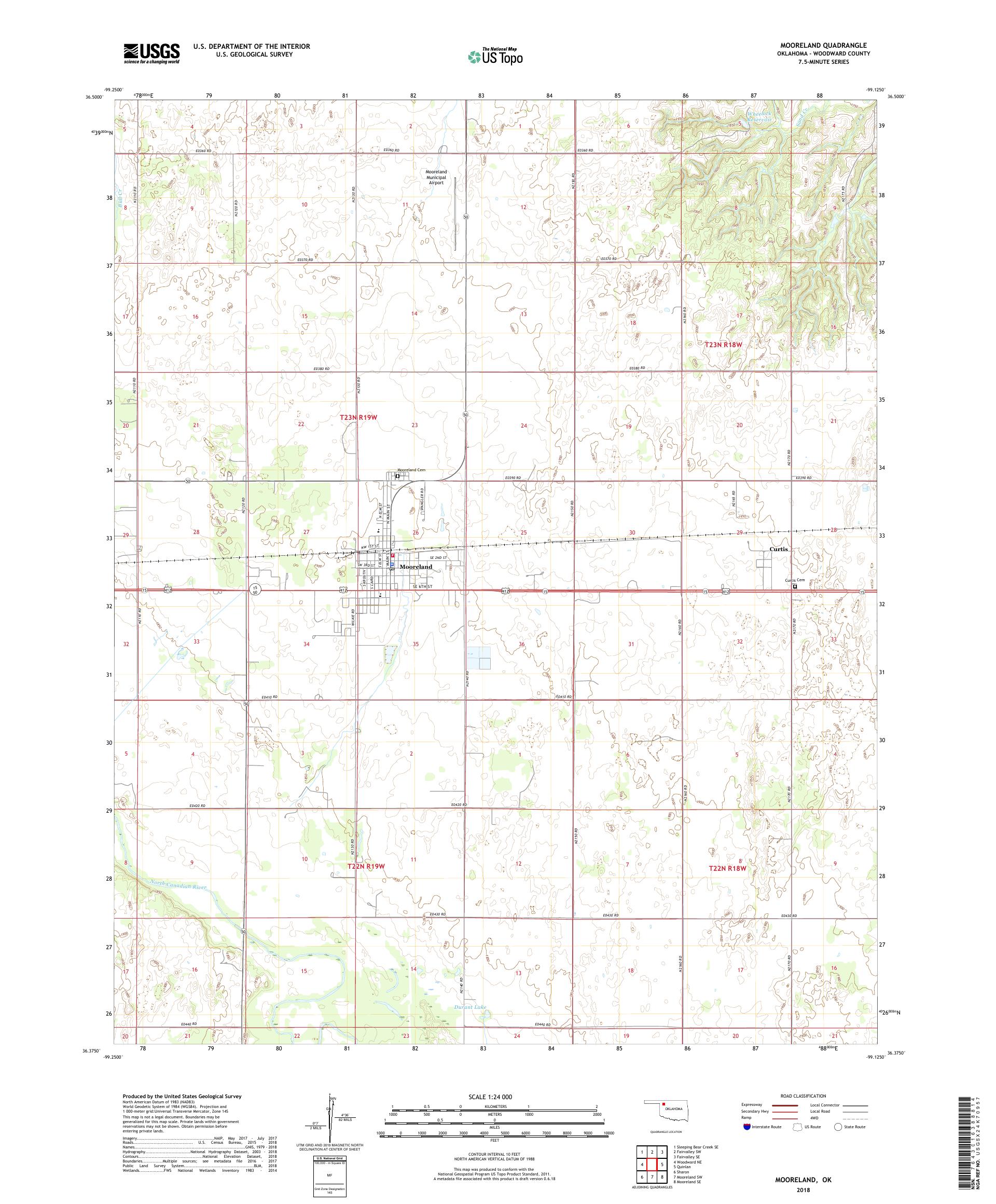 Mooreland Oklahoma US Topo Map – MyTopo Map Store