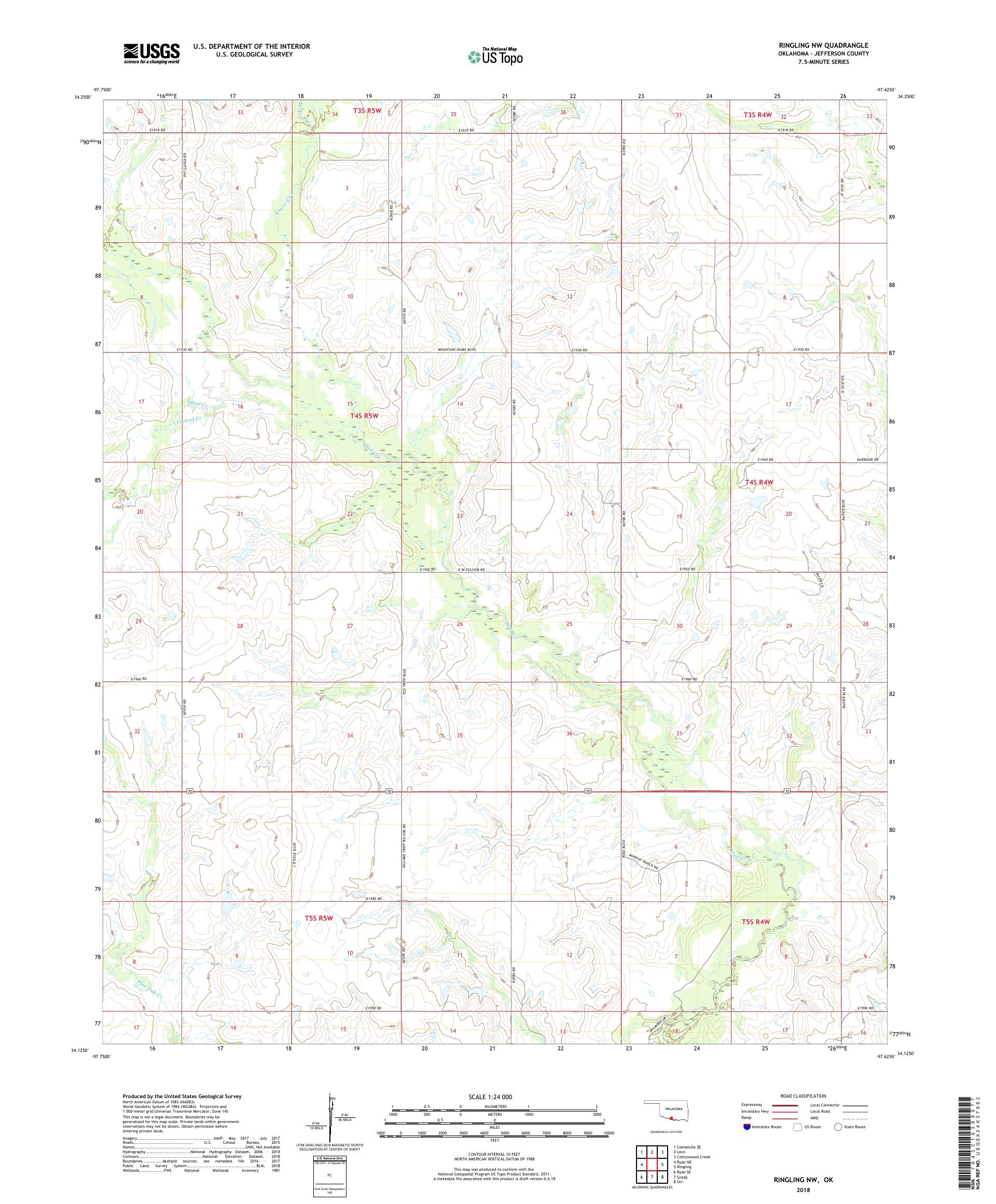 Ringling NW Oklahoma US Topo Map – MyTopo Map Store