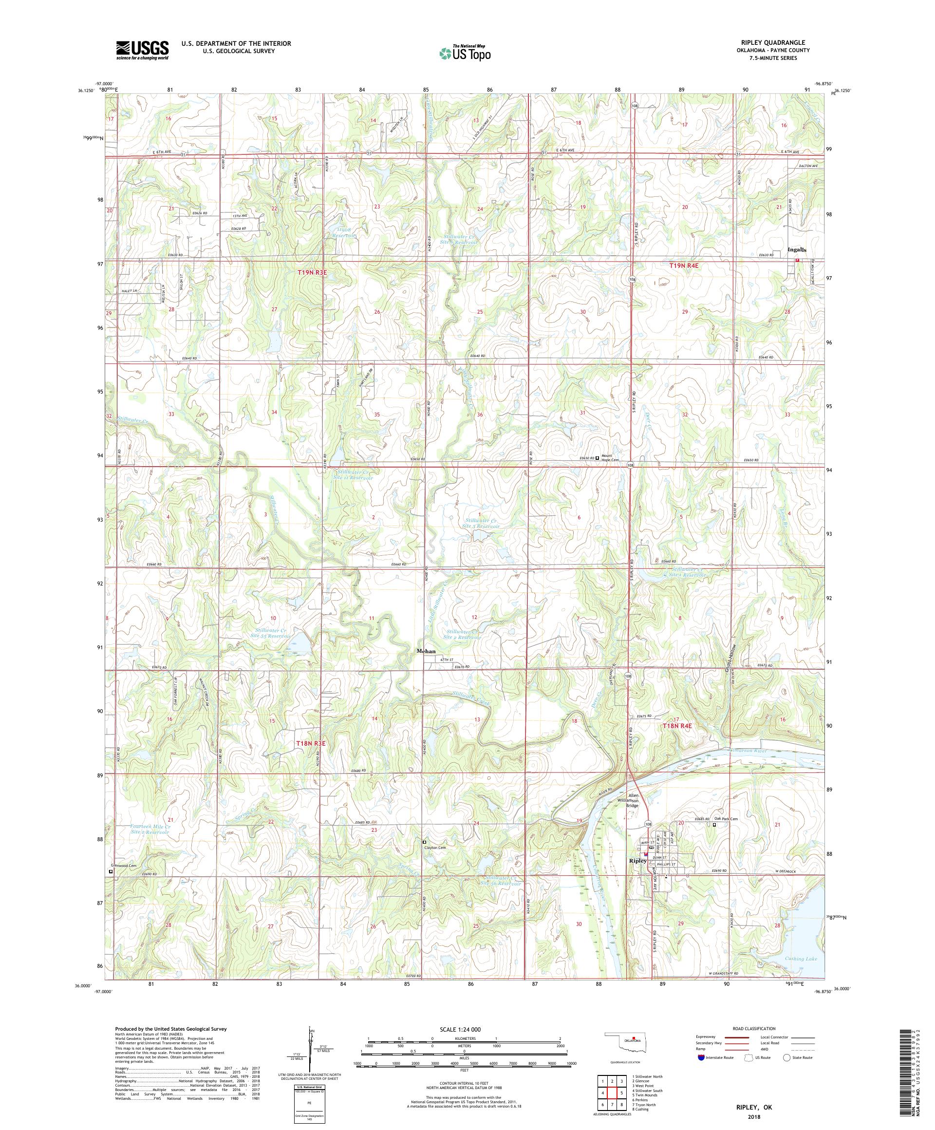Ripley Oklahoma US Topo Map – MyTopo Map Store
