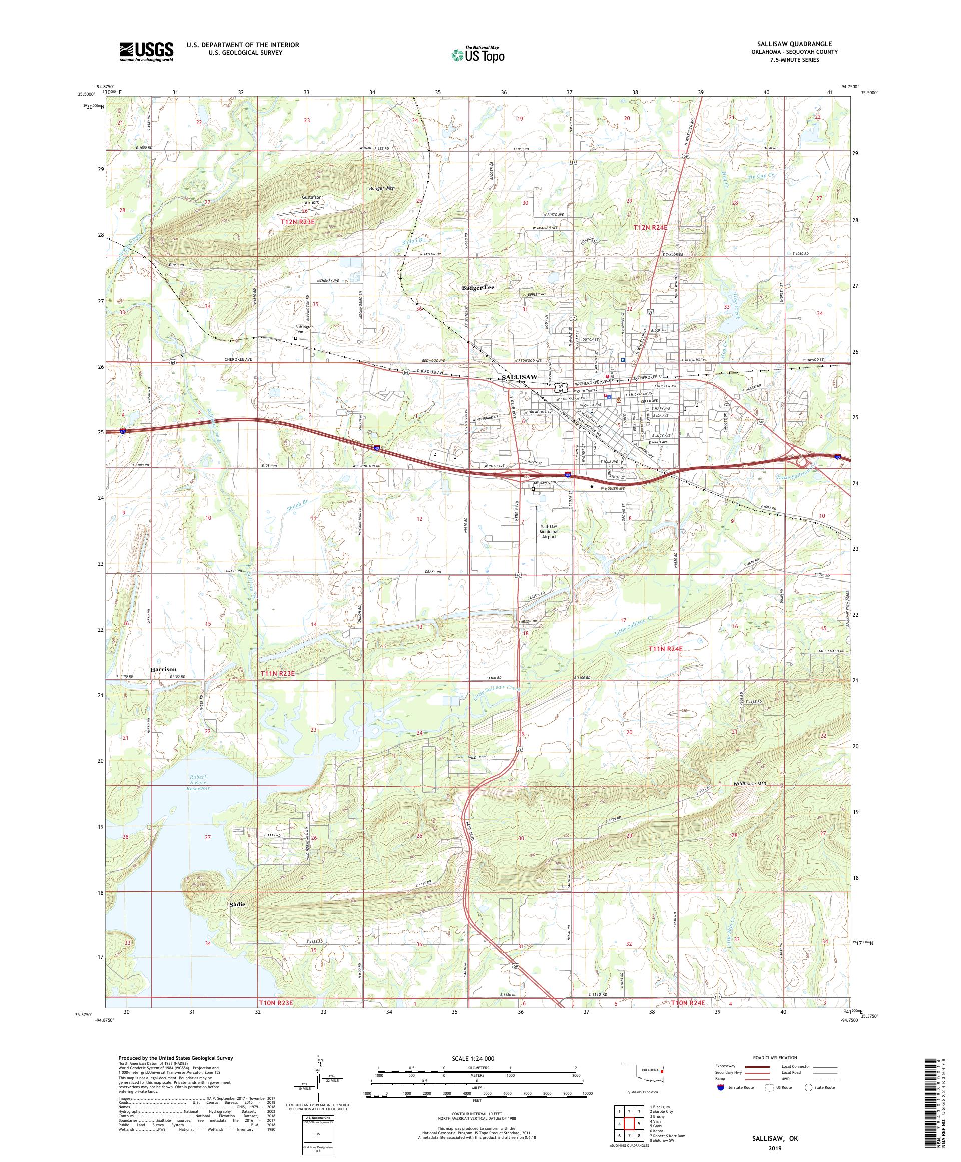 Sallisaw Oklahoma US Topo Map – MyTopo Map Store