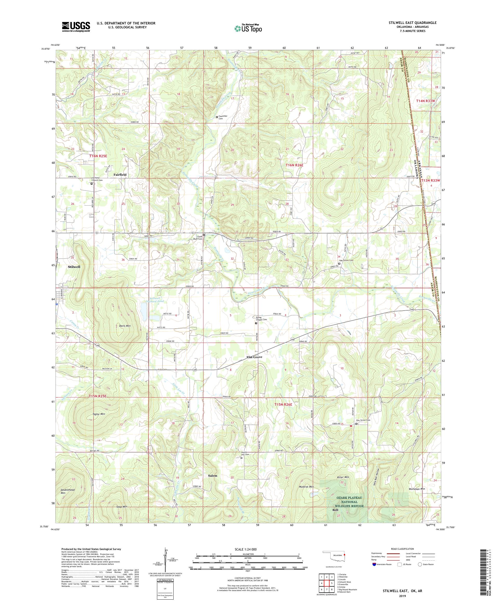 Stilwell East Oklahoma US Topo Map – MyTopo Map Store