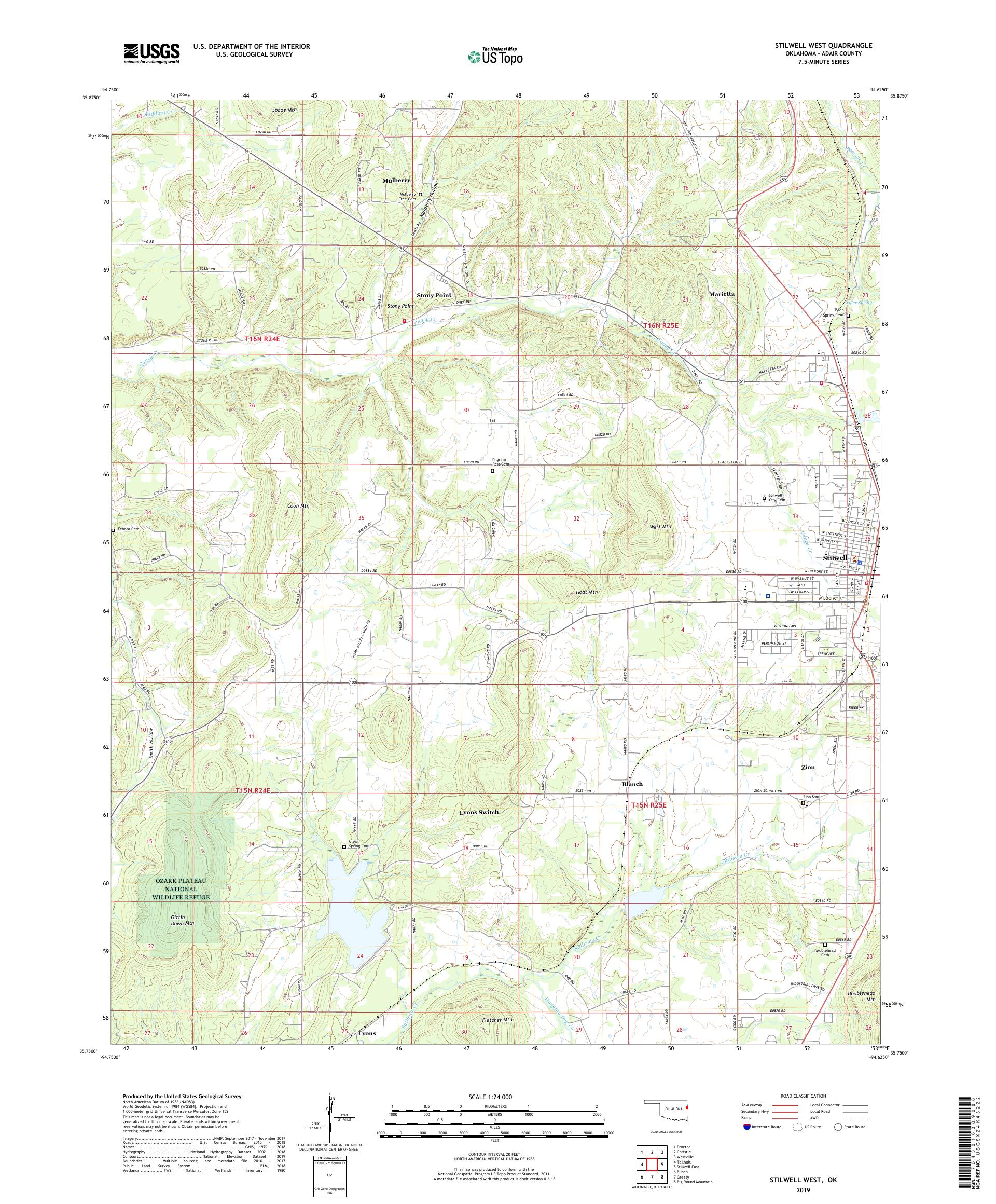 Stilwell West Oklahoma US Topo Map – MyTopo Map Store