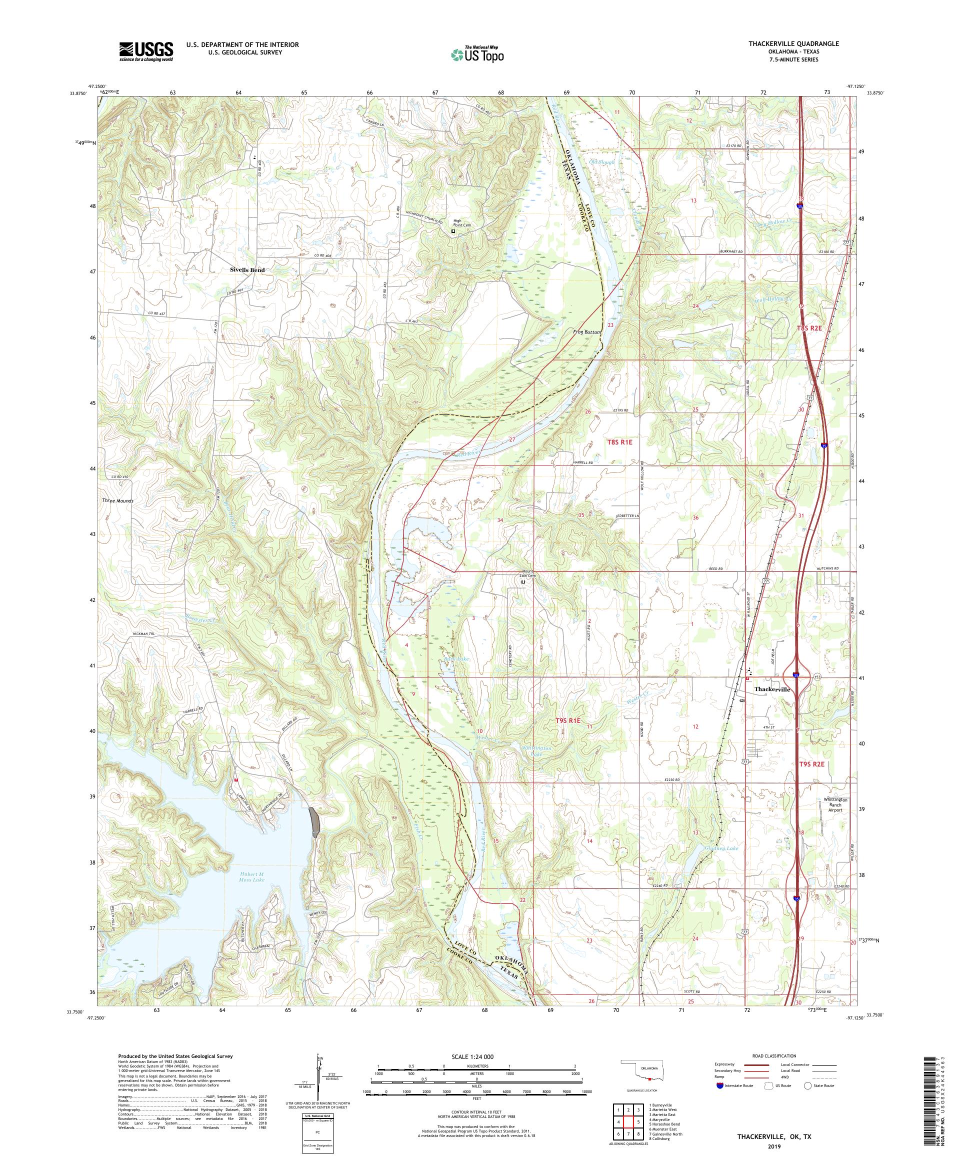Thackerville Oklahoma US Topo Map – MyTopo Map Store