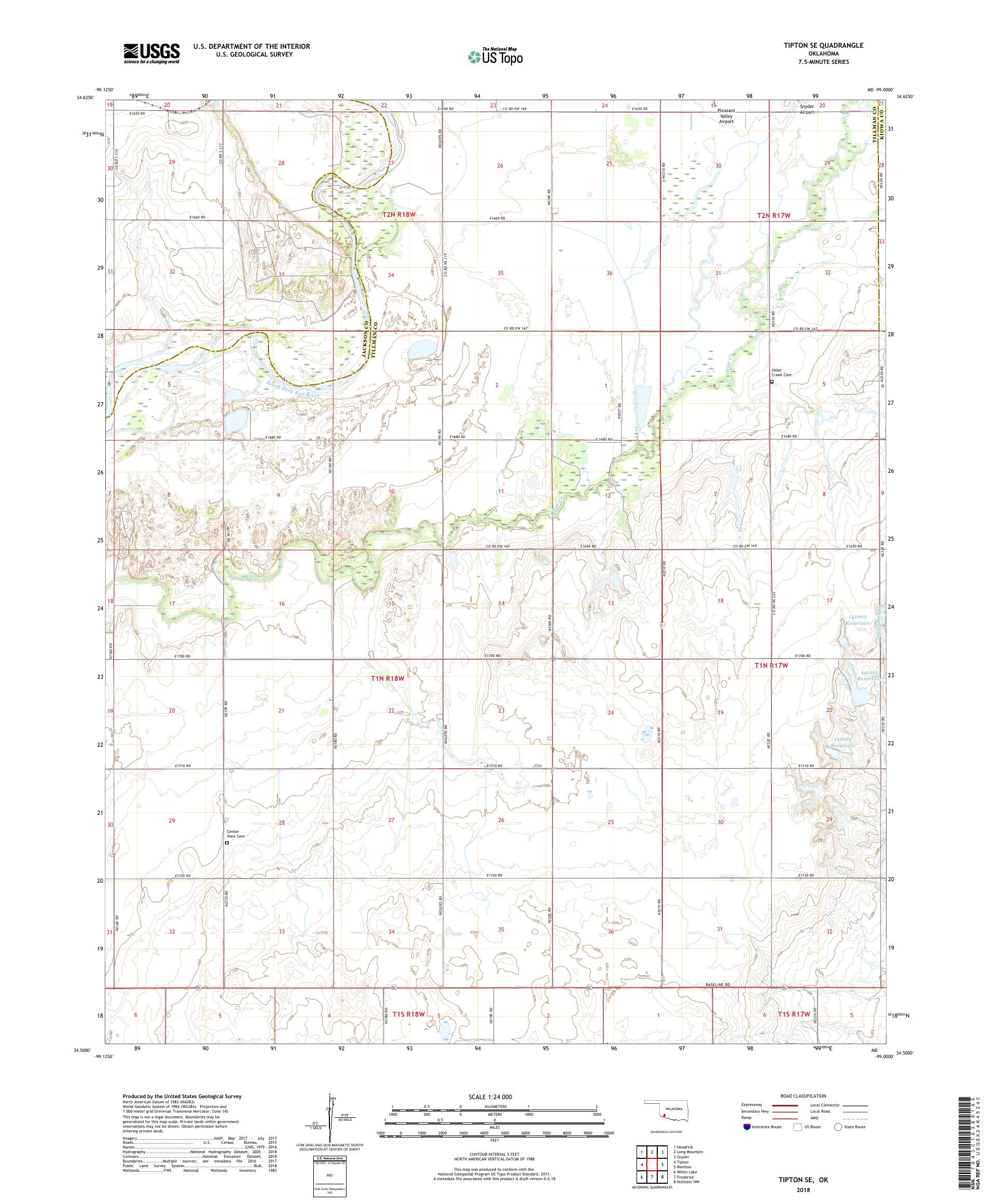 Tipton SE Oklahoma US Topo Map – MyTopo Map Store