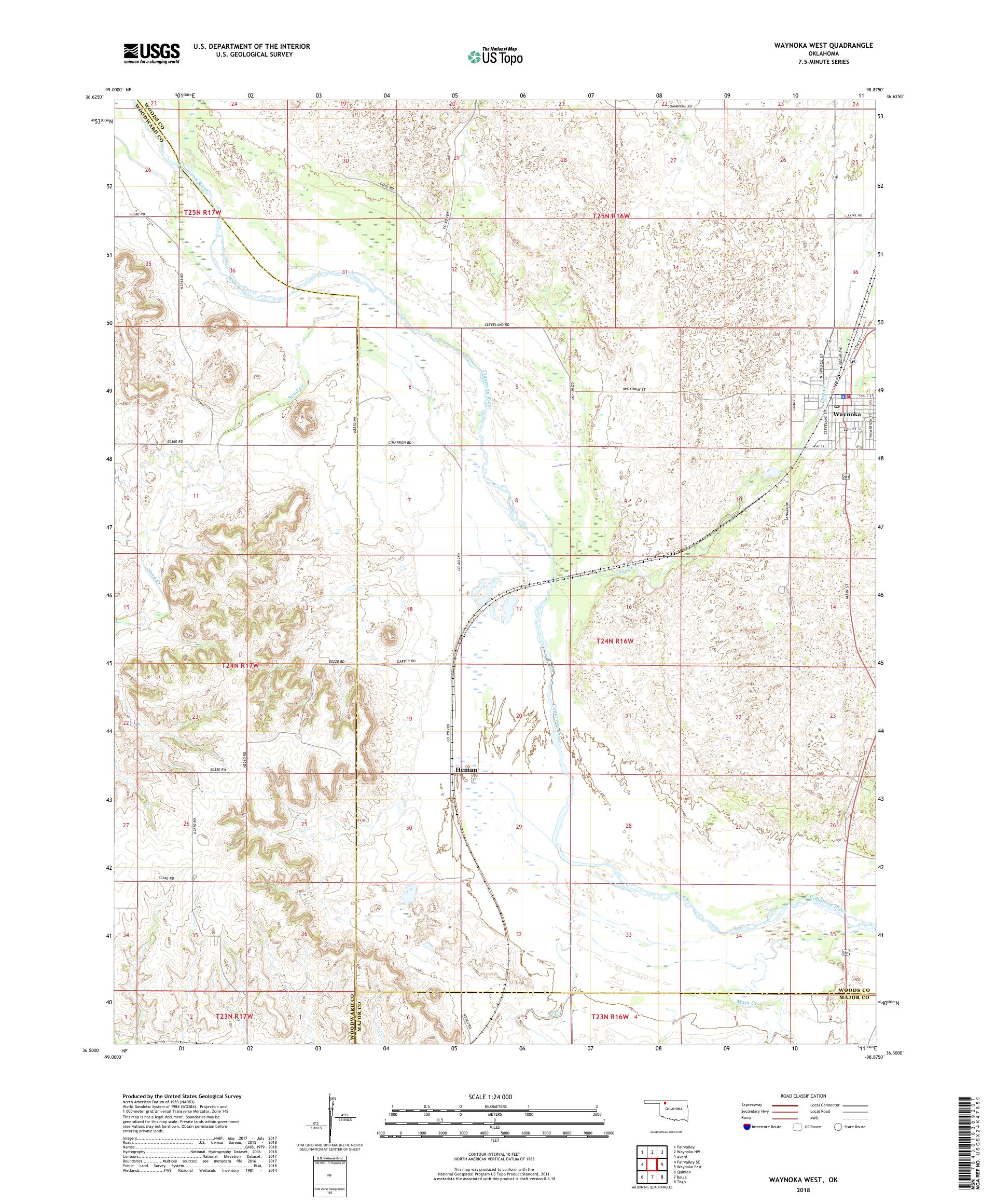 Waynoka West Oklahoma US Topo Map – MyTopo Map Store