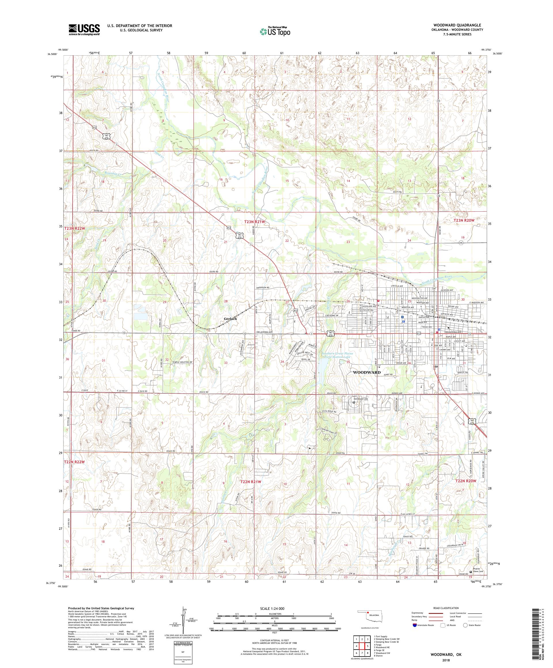 Woodward Oklahoma US Topo Map – MyTopo Map Store