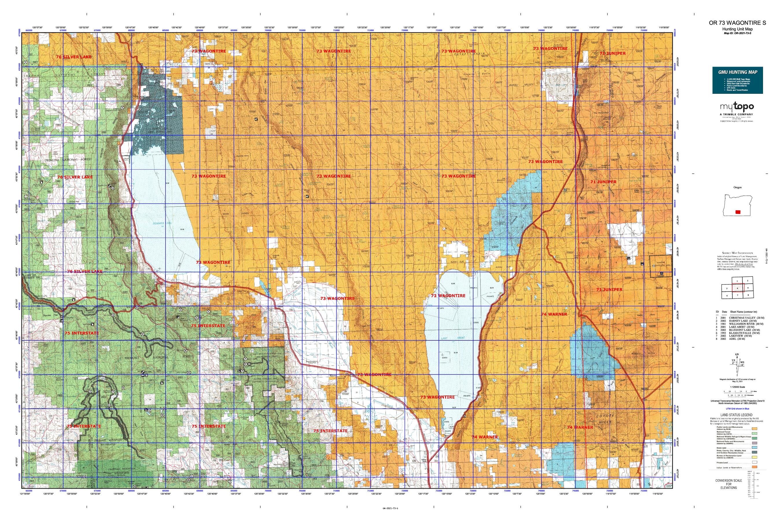 Oregon GMU 73 Wagontire S Map – MyTopo Map Store