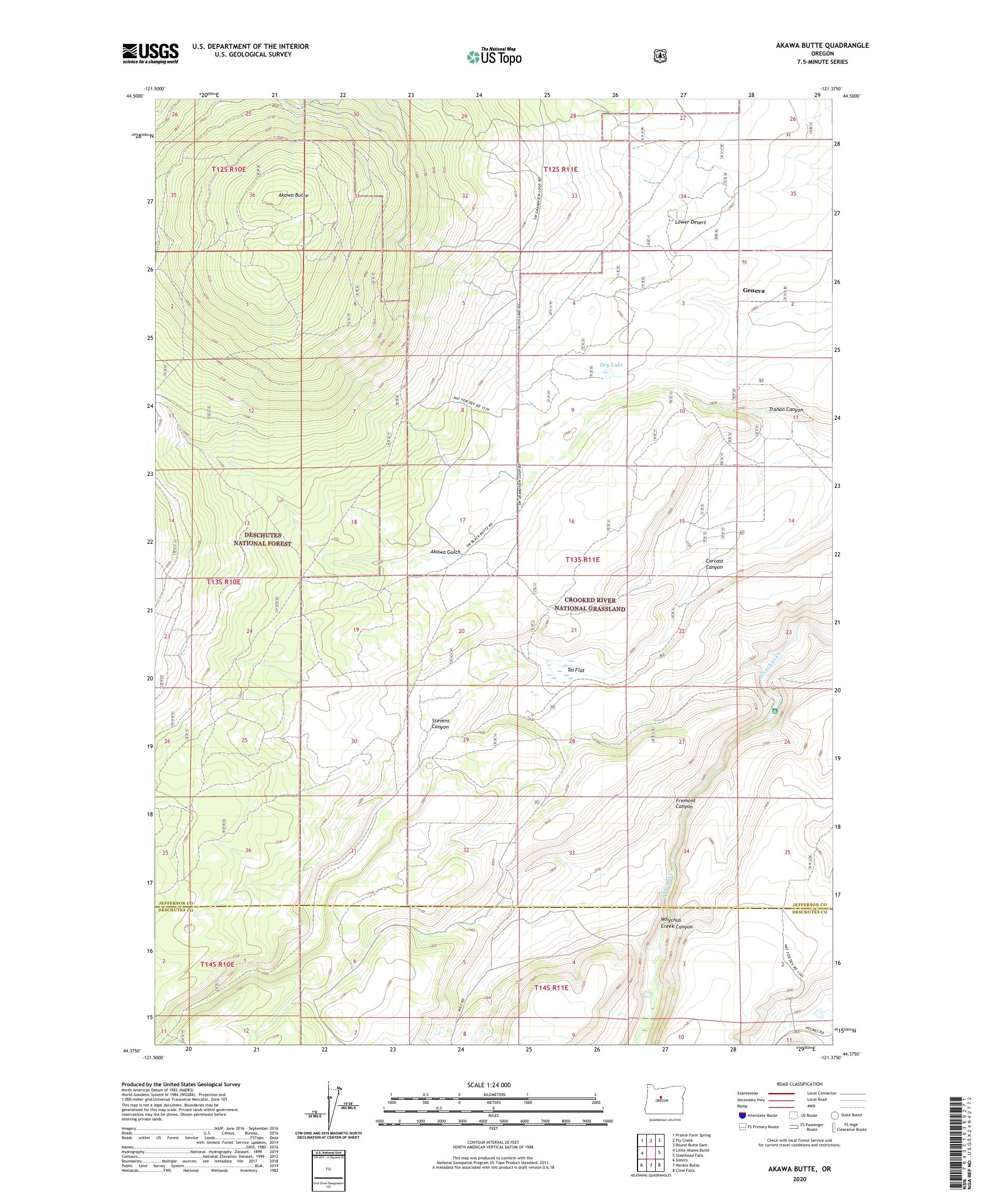 Akawa Butte Oregon US Topo Map – MyTopo Map Store