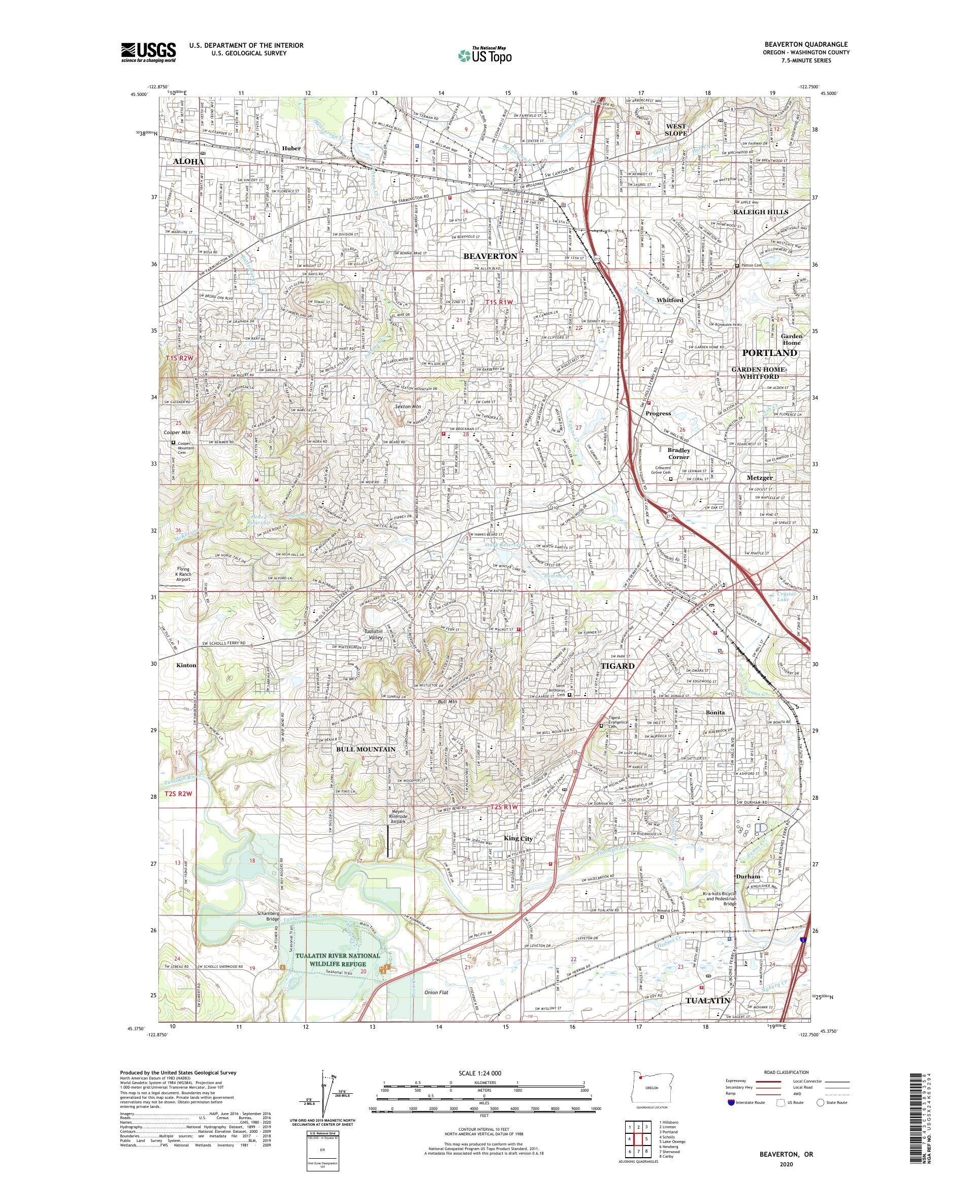 Beaverton Oregon US Topo Map – MyTopo Map Store