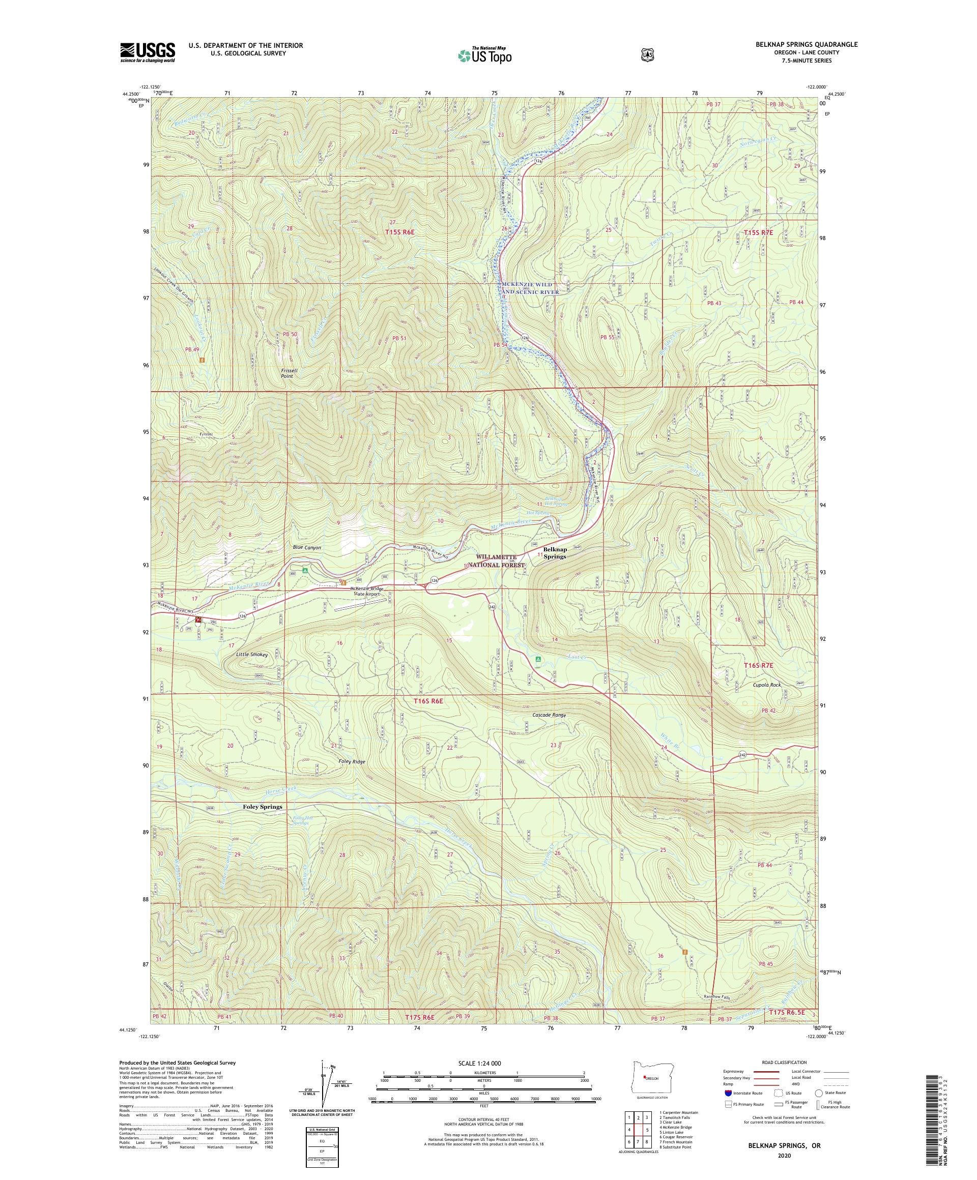 Belknap Springs Oregon US Topo Map – MyTopo Map Store