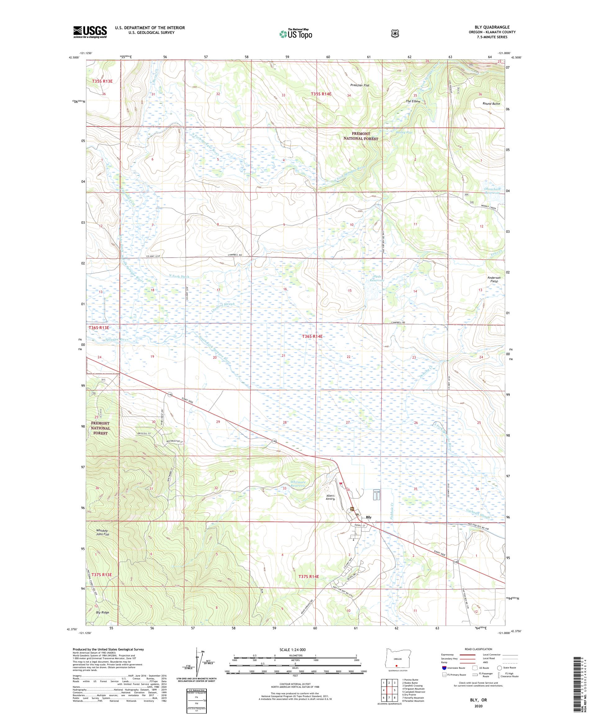 Bly Oregon US Topo Map – MyTopo Map Store