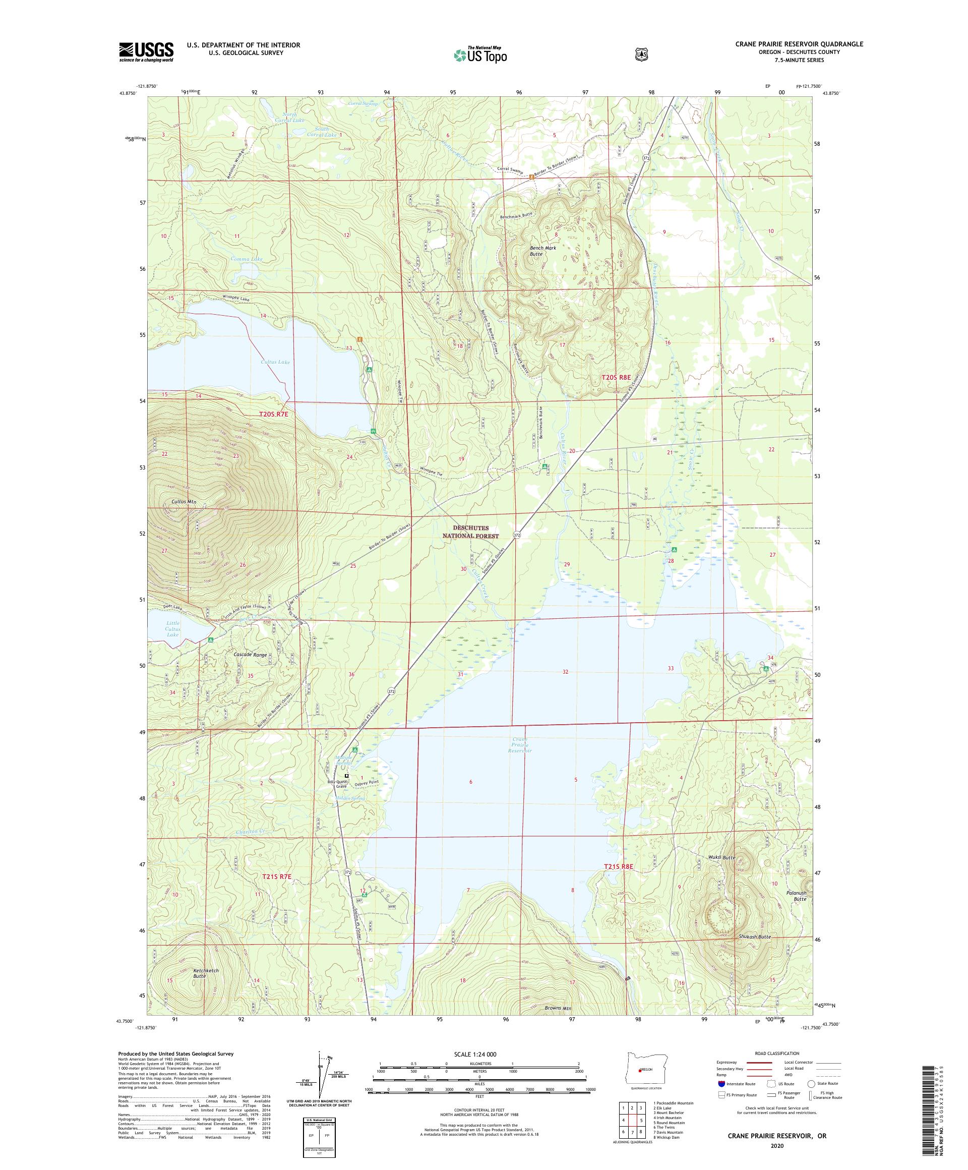 Crane Prairie Reservoir Oregon US Topo Map – MyTopo Map Store