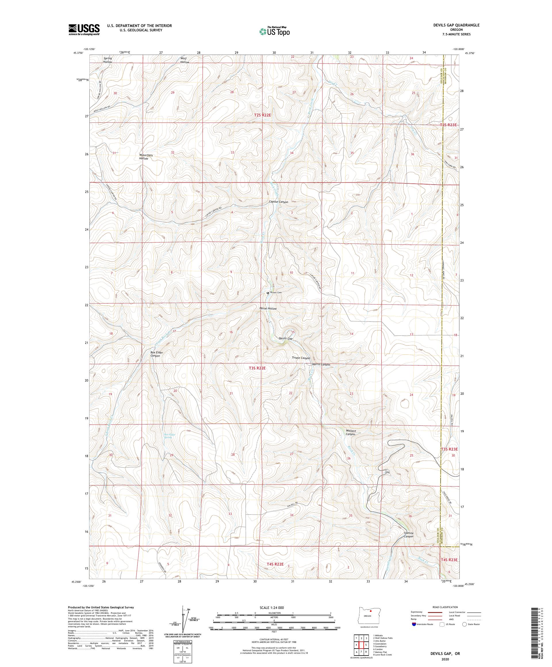 Devils Gap Oregon US Topo Map – MyTopo Map Store