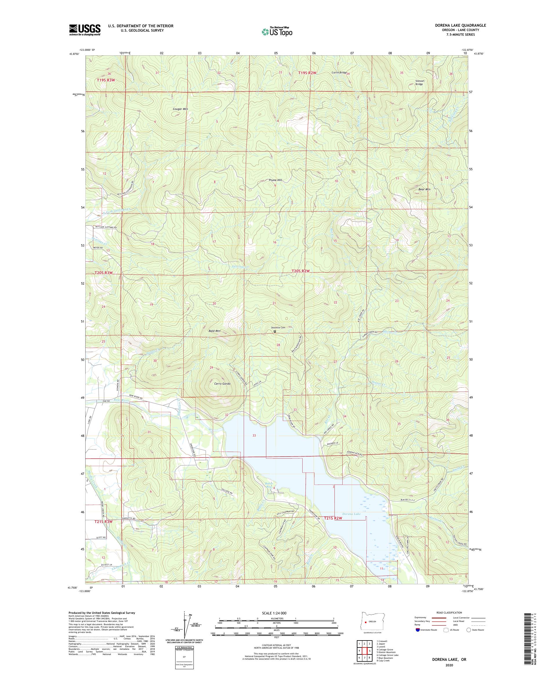 Dorena Lake Oregon US Topo Map – MyTopo Map Store