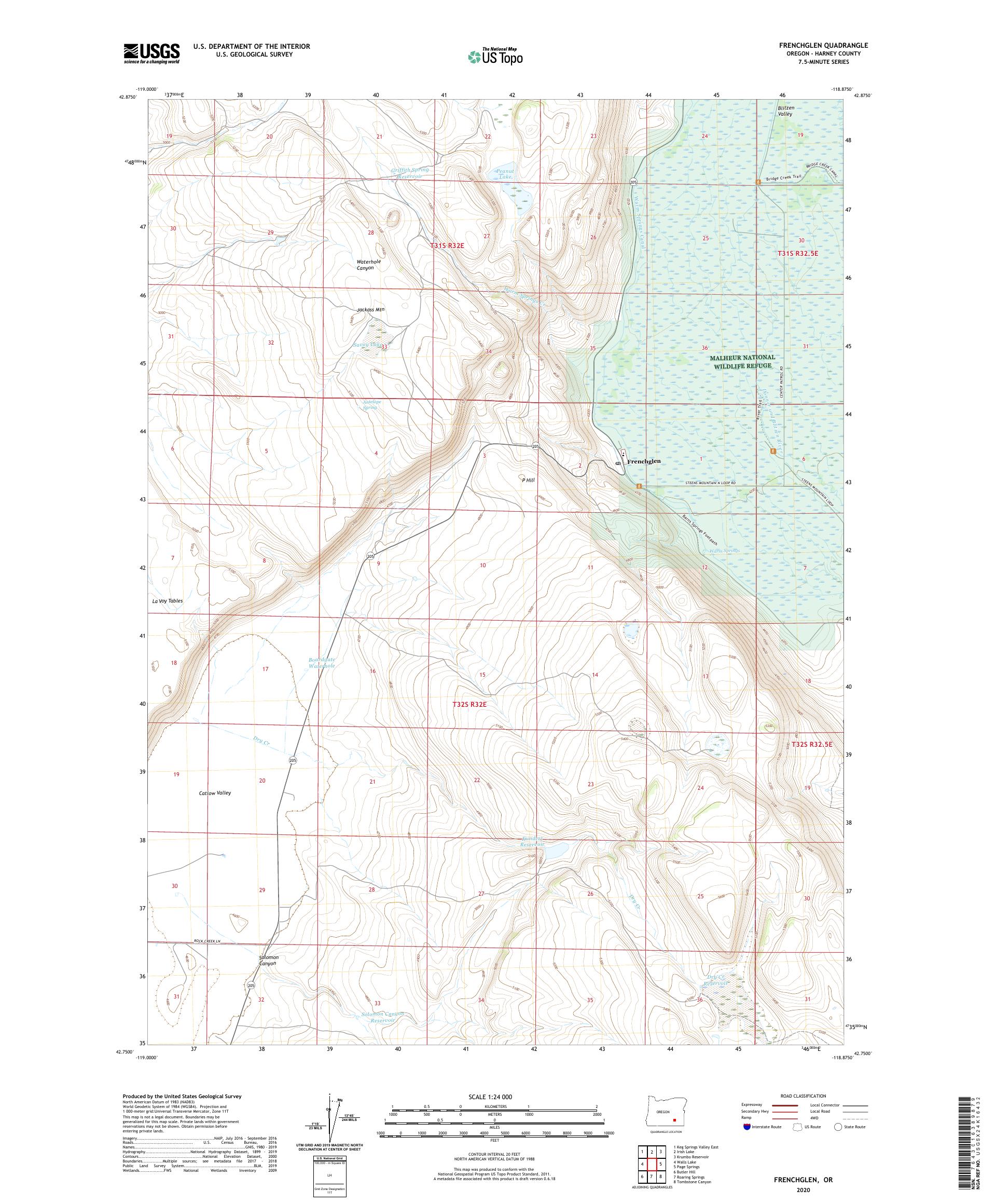 Frenchglen Oregon US Topo Map – MyTopo Map Store