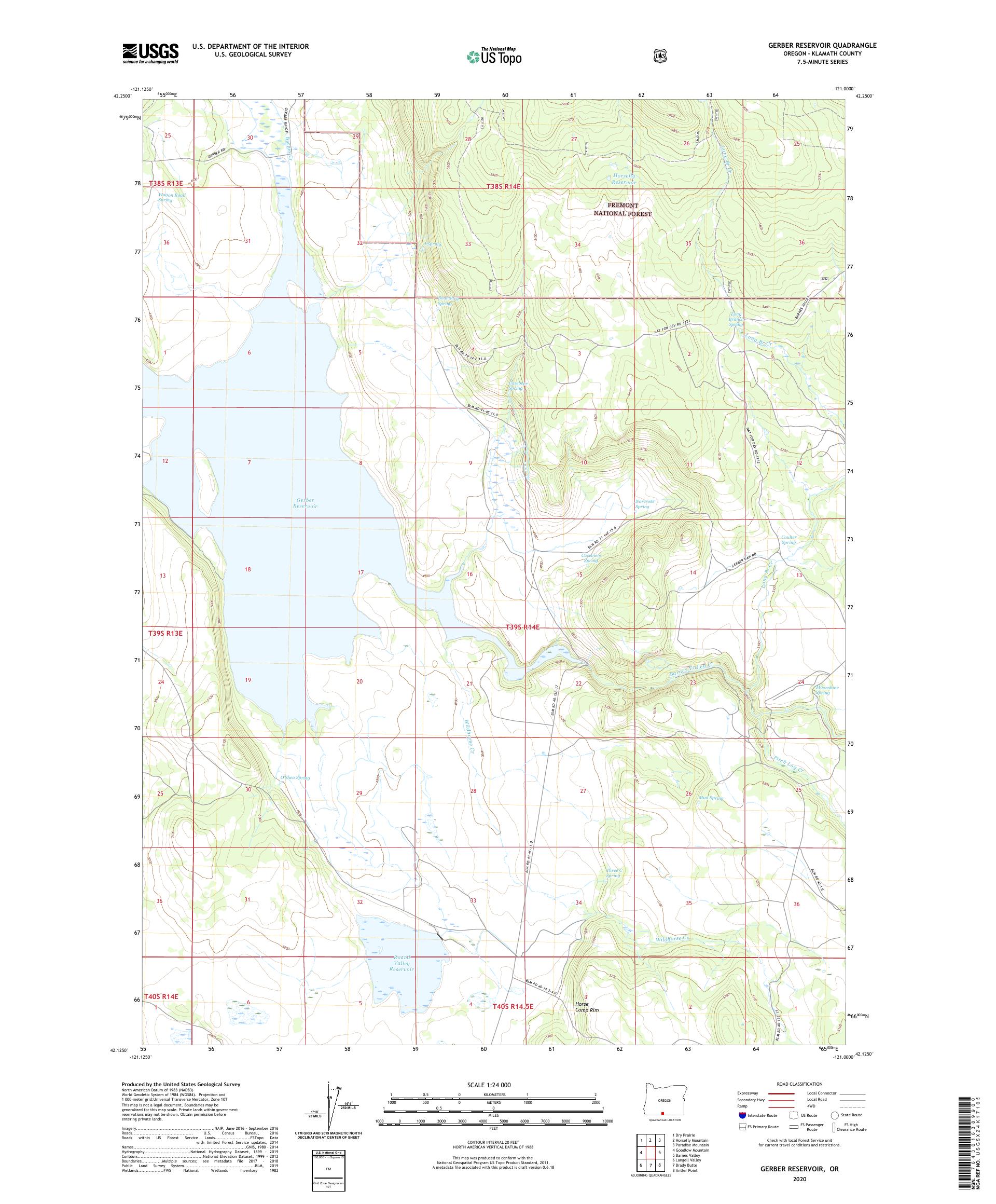 Gerber Reservoir Oregon US Topo Map – MyTopo Map Store