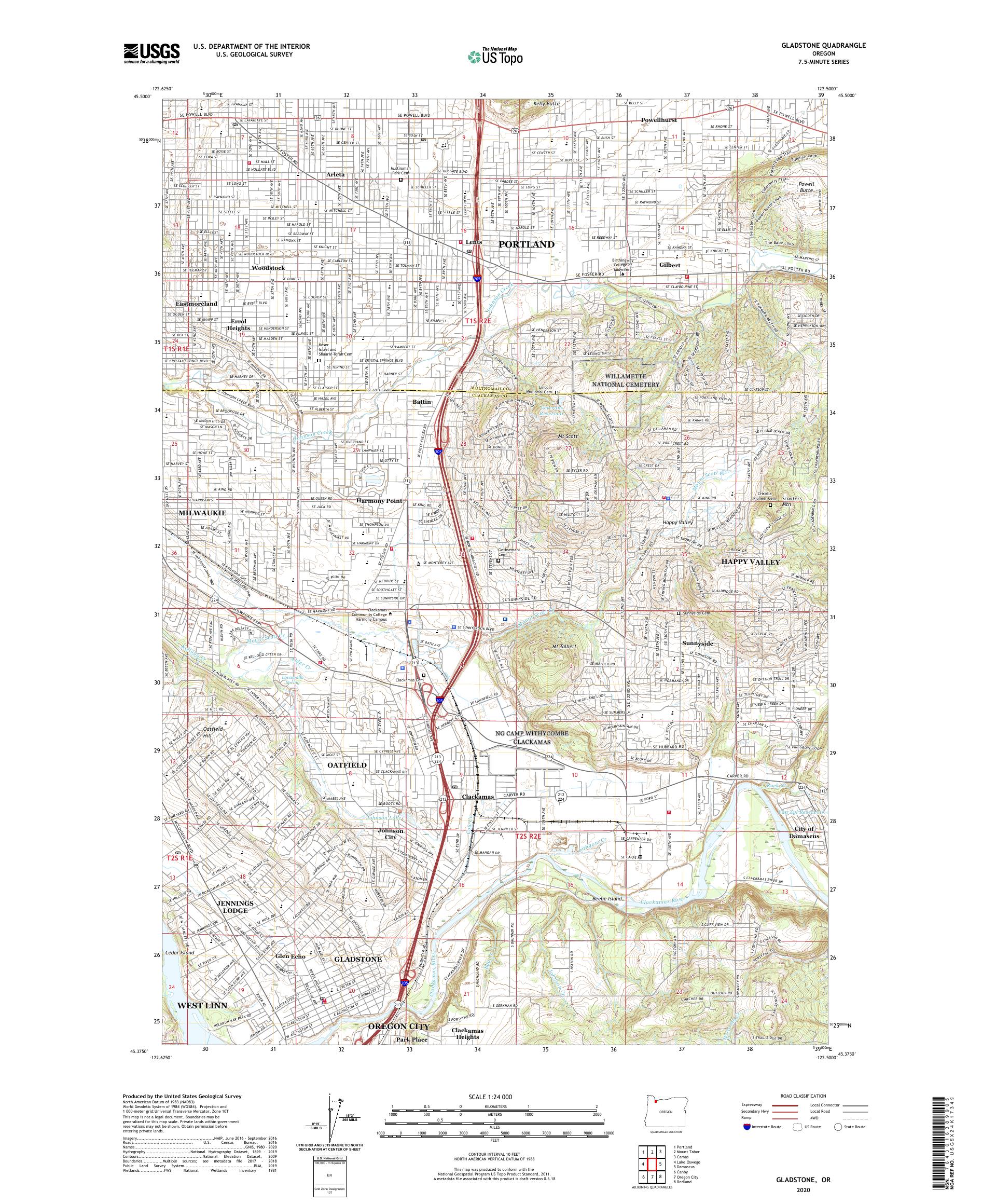 Gladstone Oregon US Topo Map – MyTopo Map Store