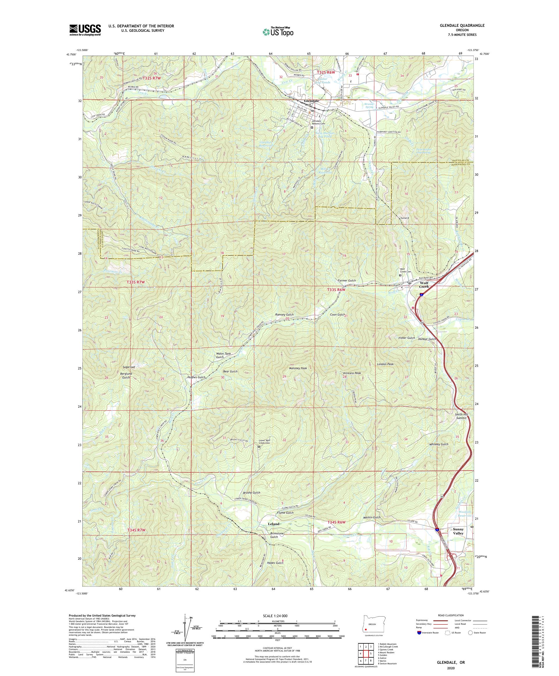 Glendale Oregon US Topo Map – MyTopo Map Store