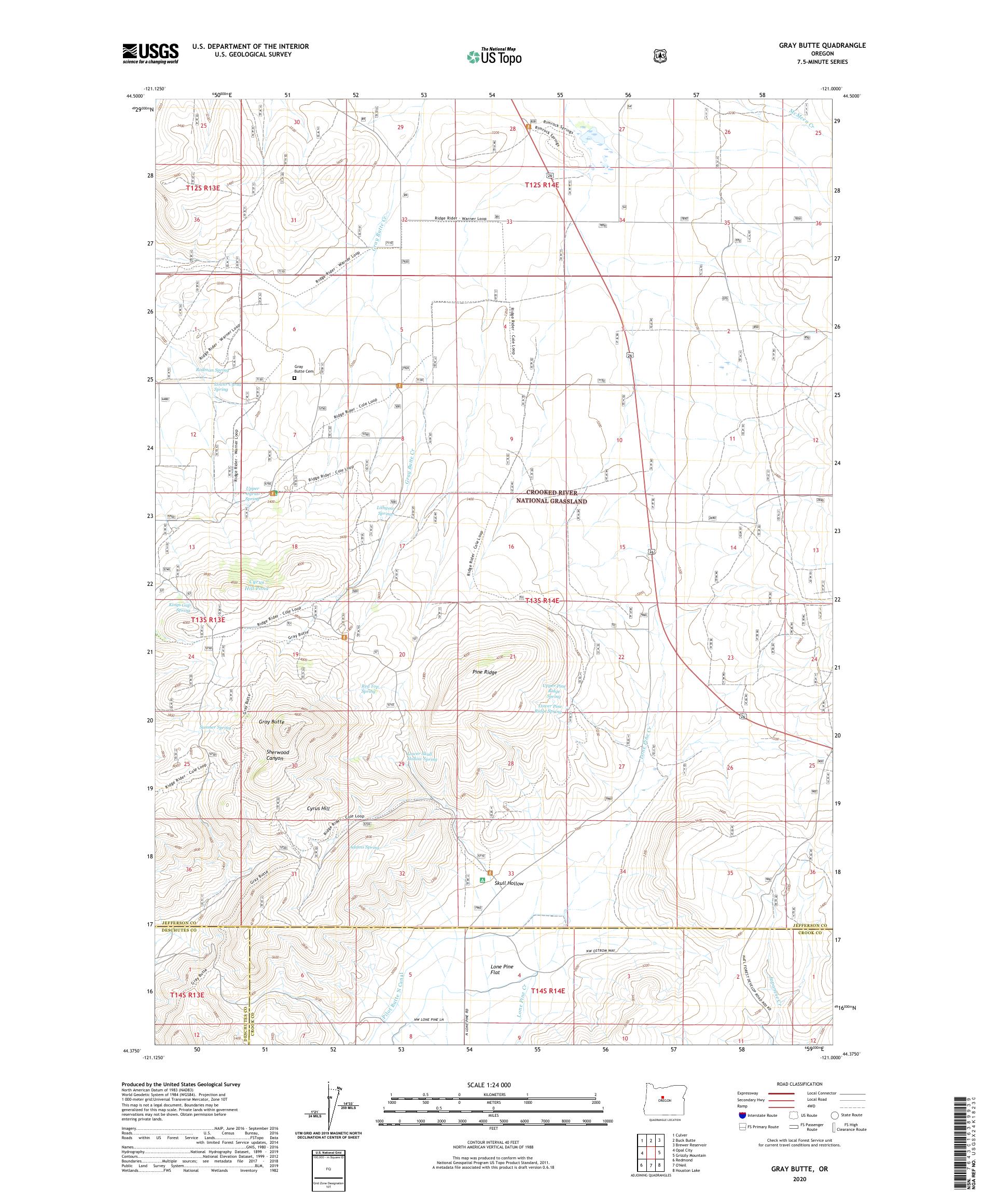 Gray Butte Oregon US Topo Map – MyTopo Map Store