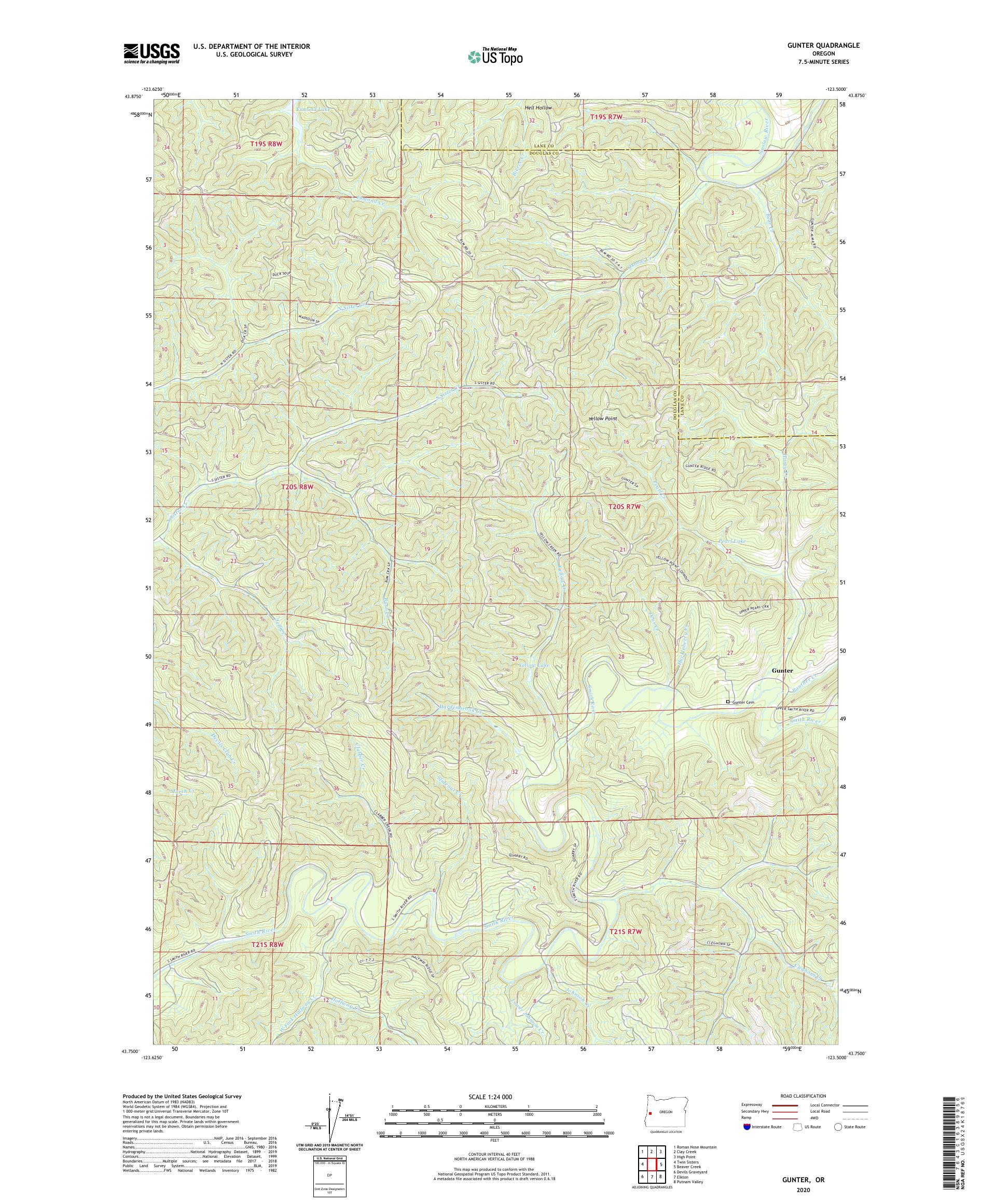Gunter Oregon US Topo Map – MyTopo Map Store