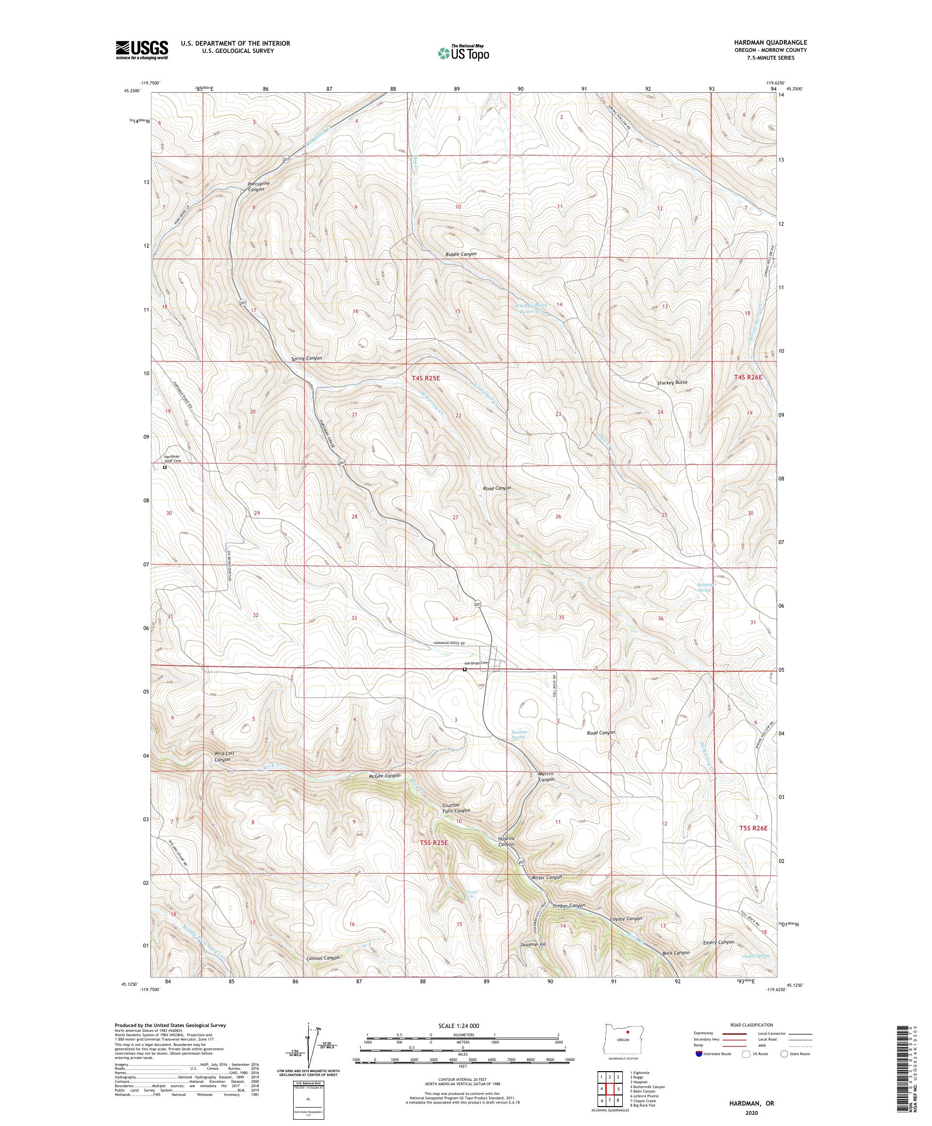 Hardman Oregon US Topo Map – MyTopo Map Store