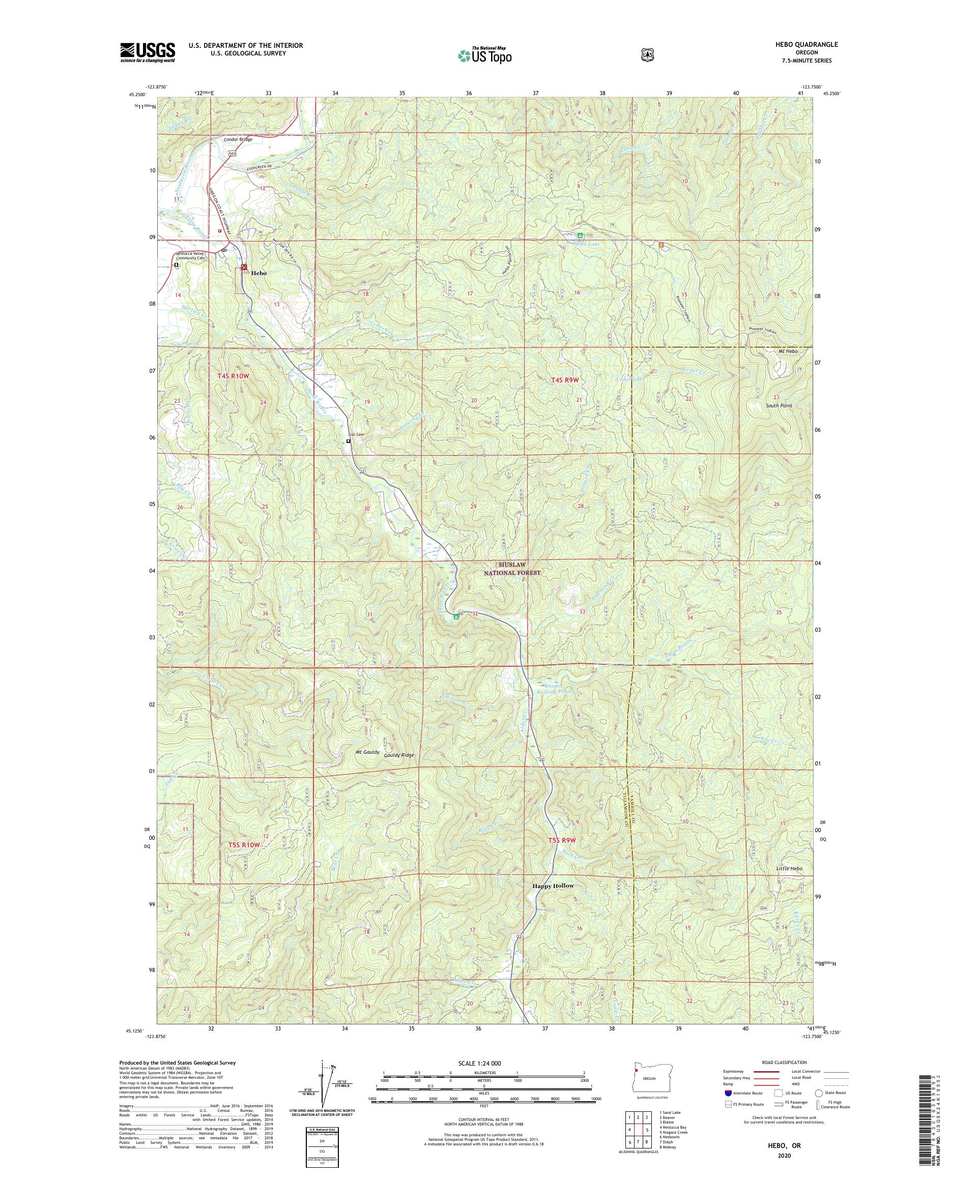 Hebo Oregon US Topo Map – MyTopo Map Store