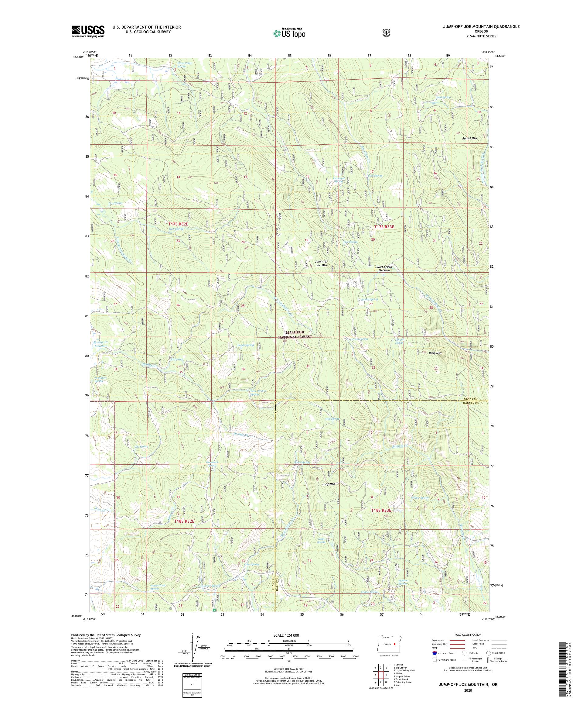 Jump-off Joe Mountain Oregon US Topo Map – MyTopo Map Store