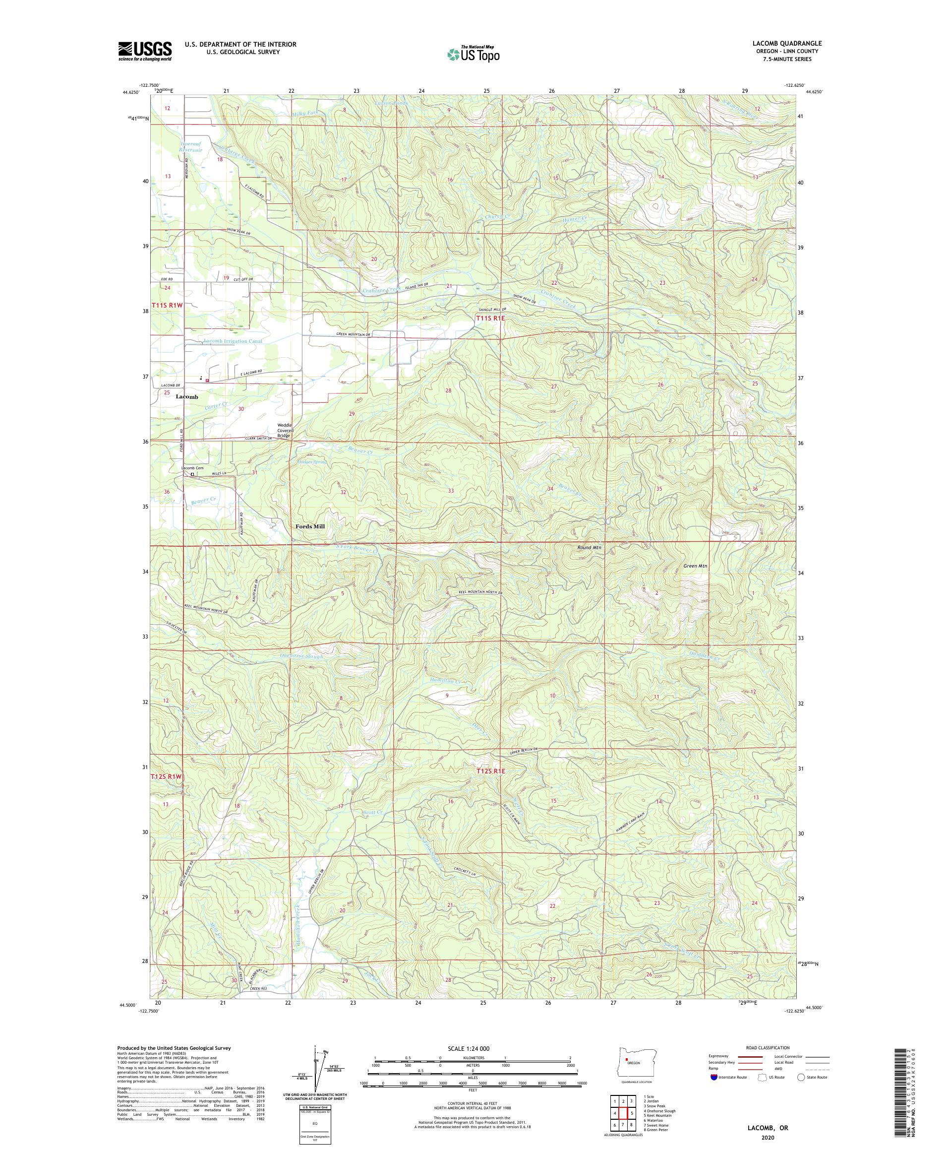 Lacomb Oregon US Topo Map – MyTopo Map Store