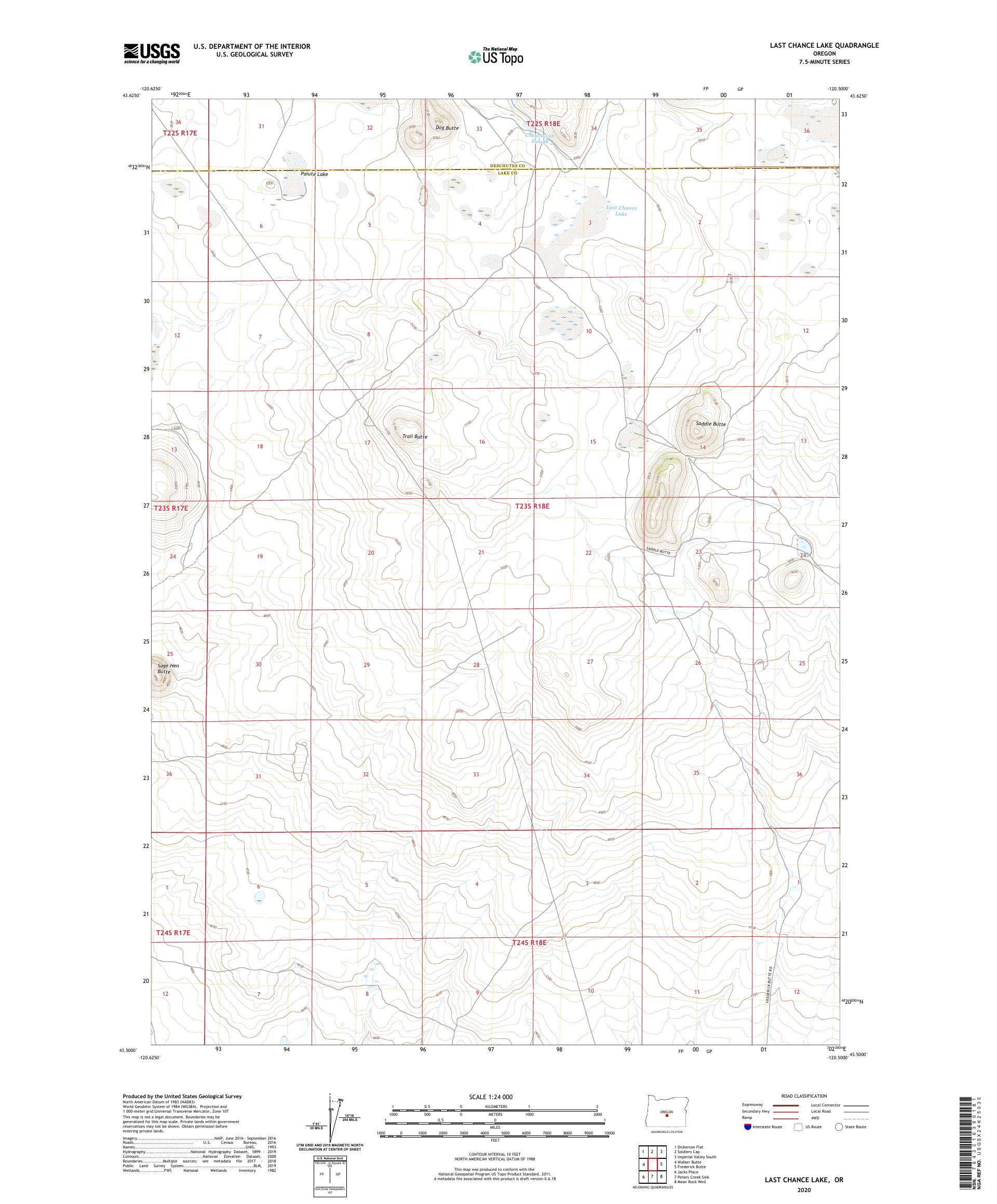 Last Chance Lake Oregon US Topo Map – MyTopo Map Store