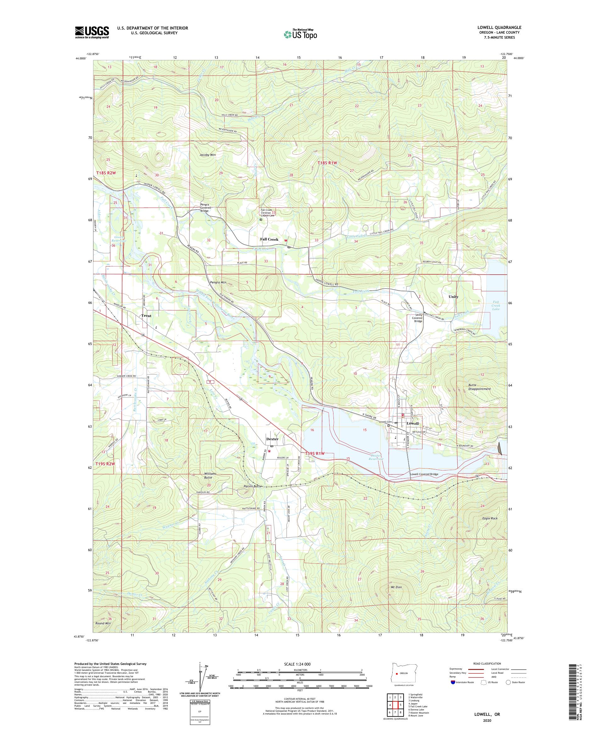 Lowell Oregon US Topo Map – MyTopo Map Store