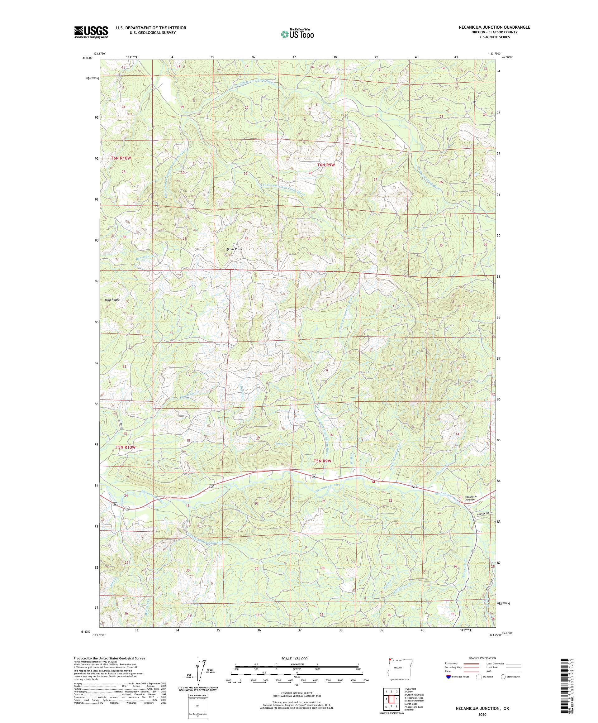 Necanicum Junction Oregon US Topo Map – MyTopo Map Store