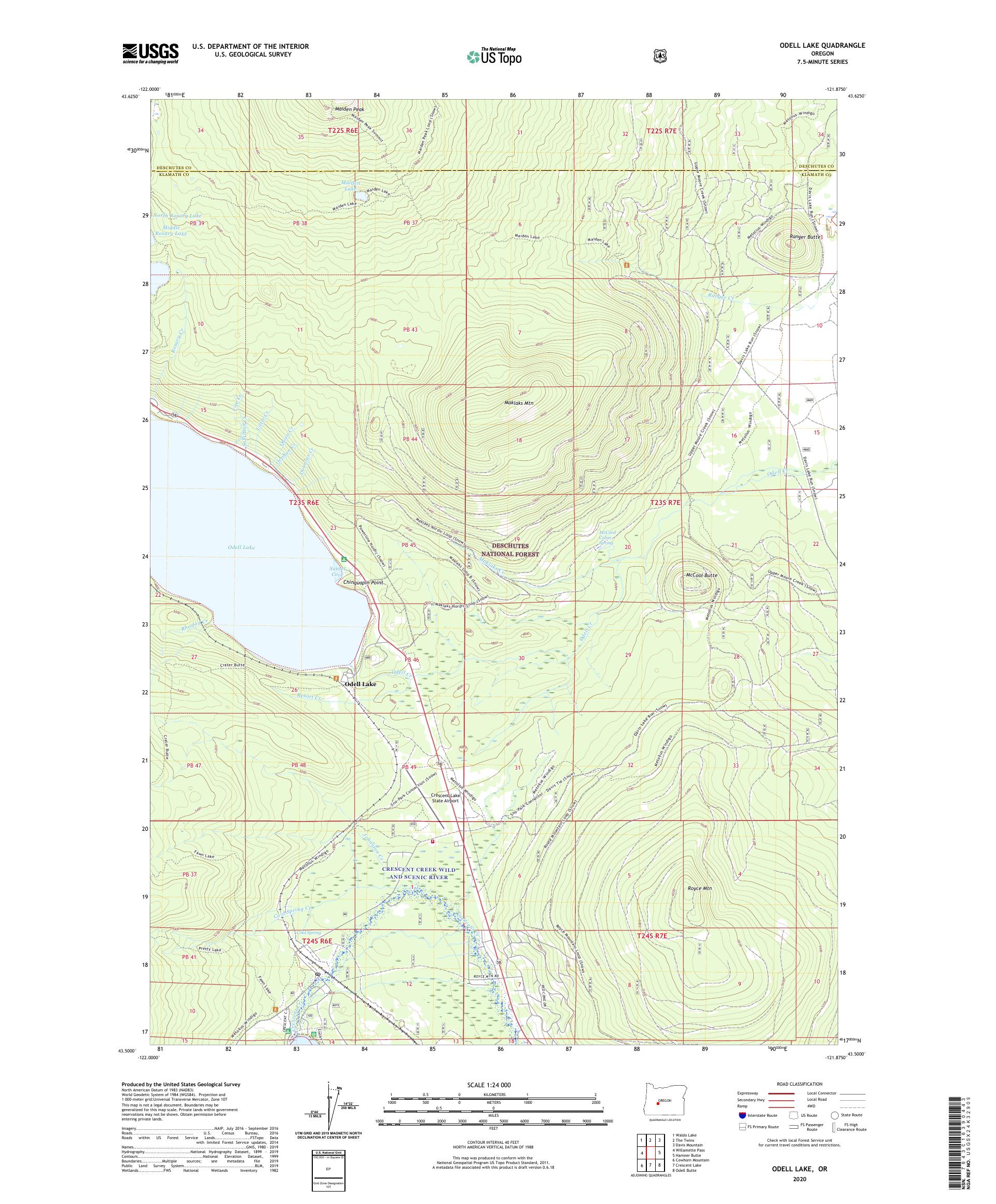 Odell Lake Oregon US Topo Map – MyTopo Map Store