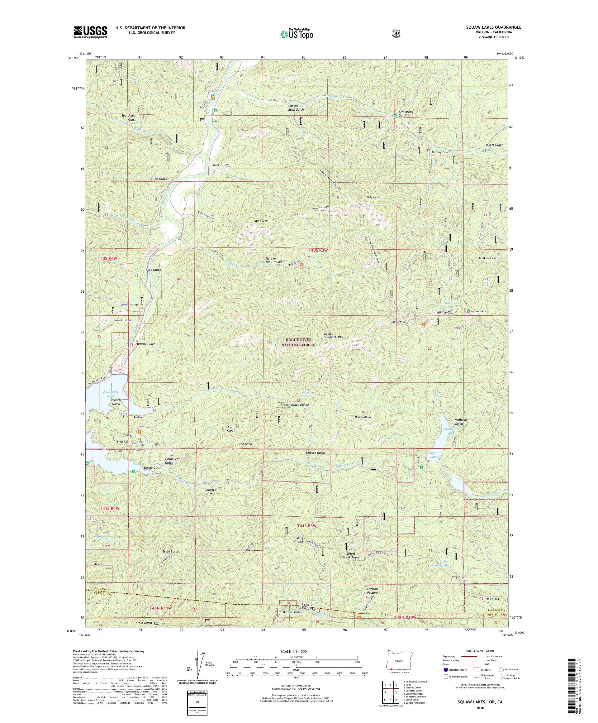 Squaw Lakes Oregon US Topo Map – MyTopo Map Store