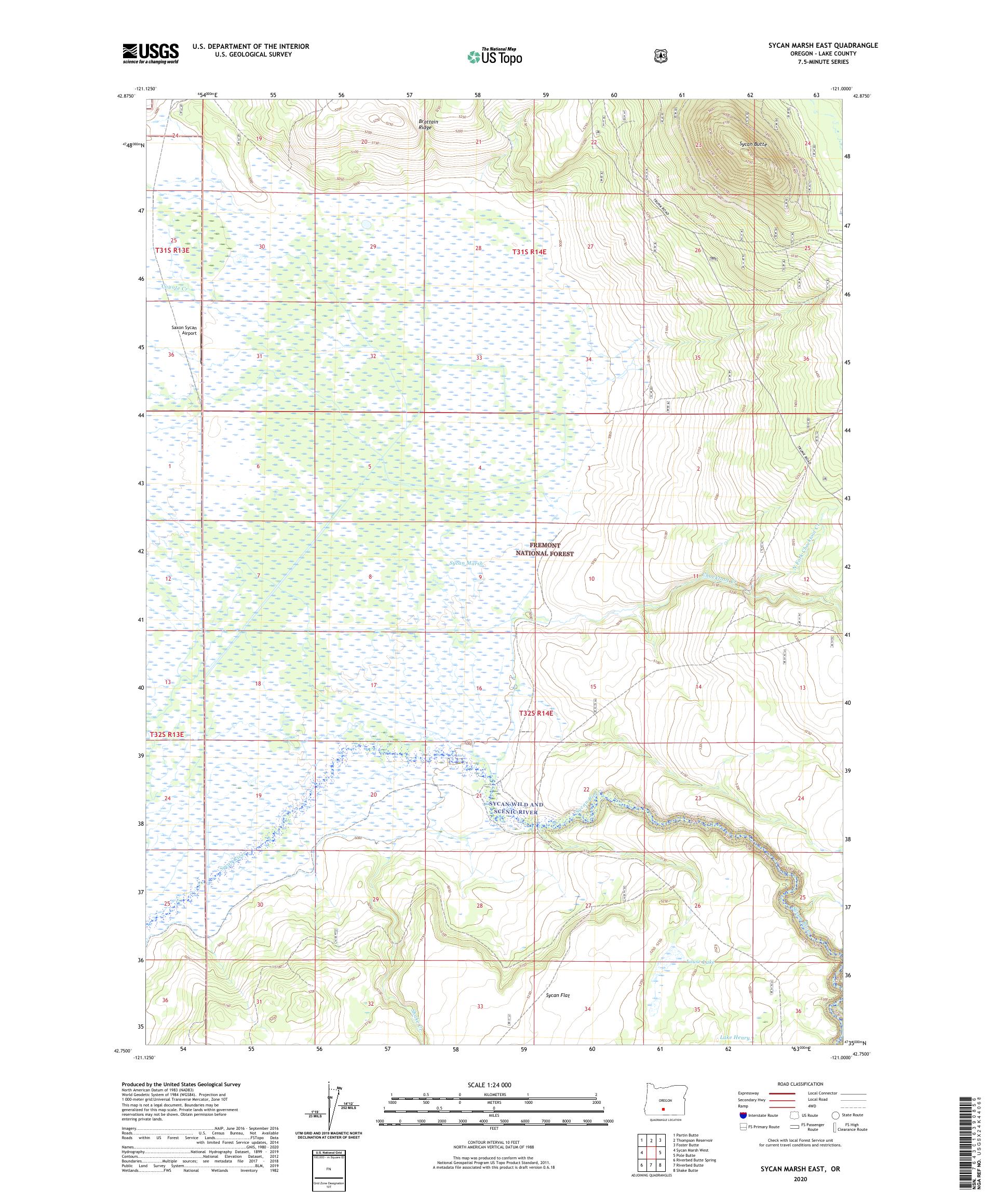 Sycan Marsh East Oregon US Topo Map – MyTopo Map Store