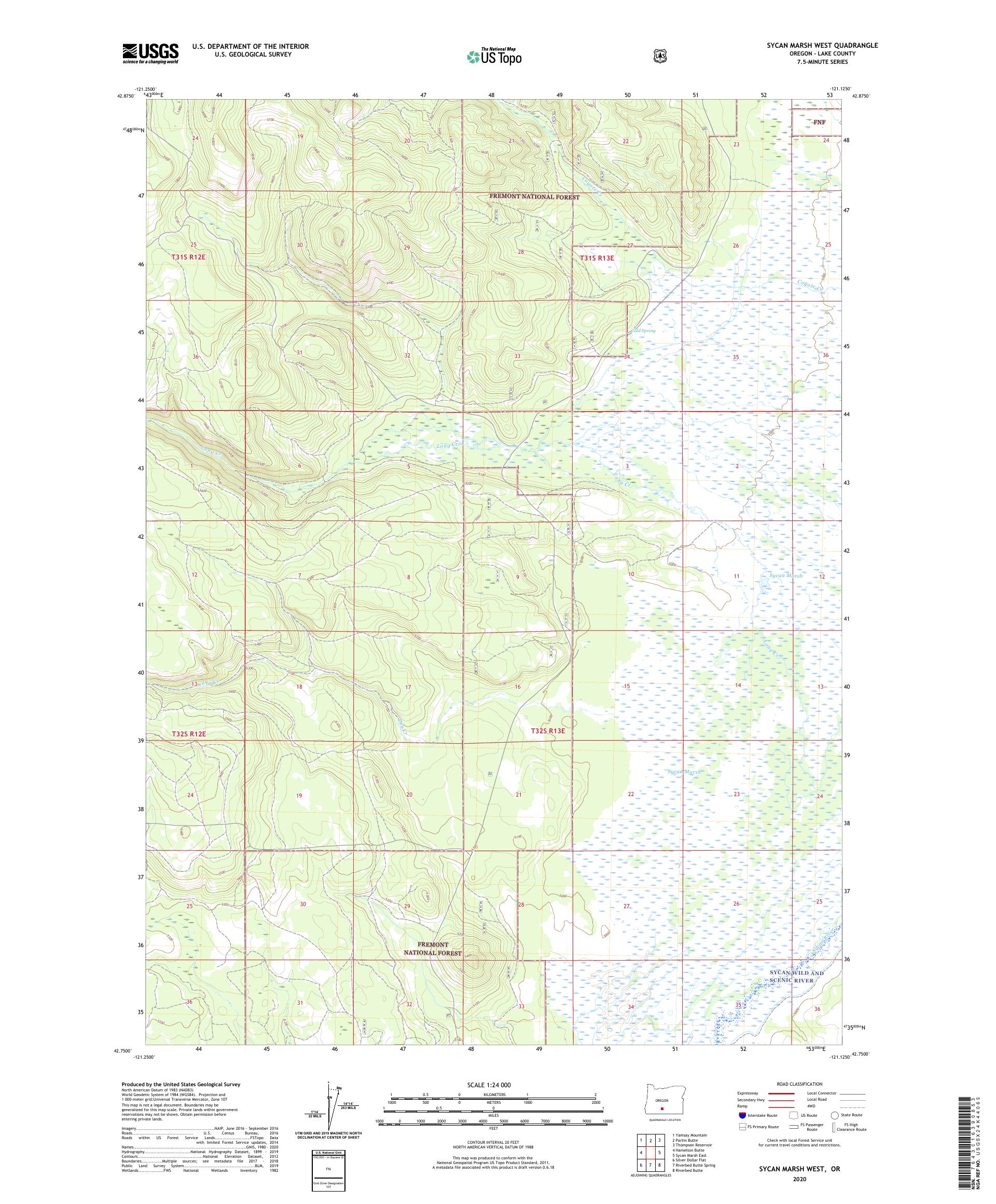 Sycan Marsh West Oregon US Topo Map – MyTopo Map Store