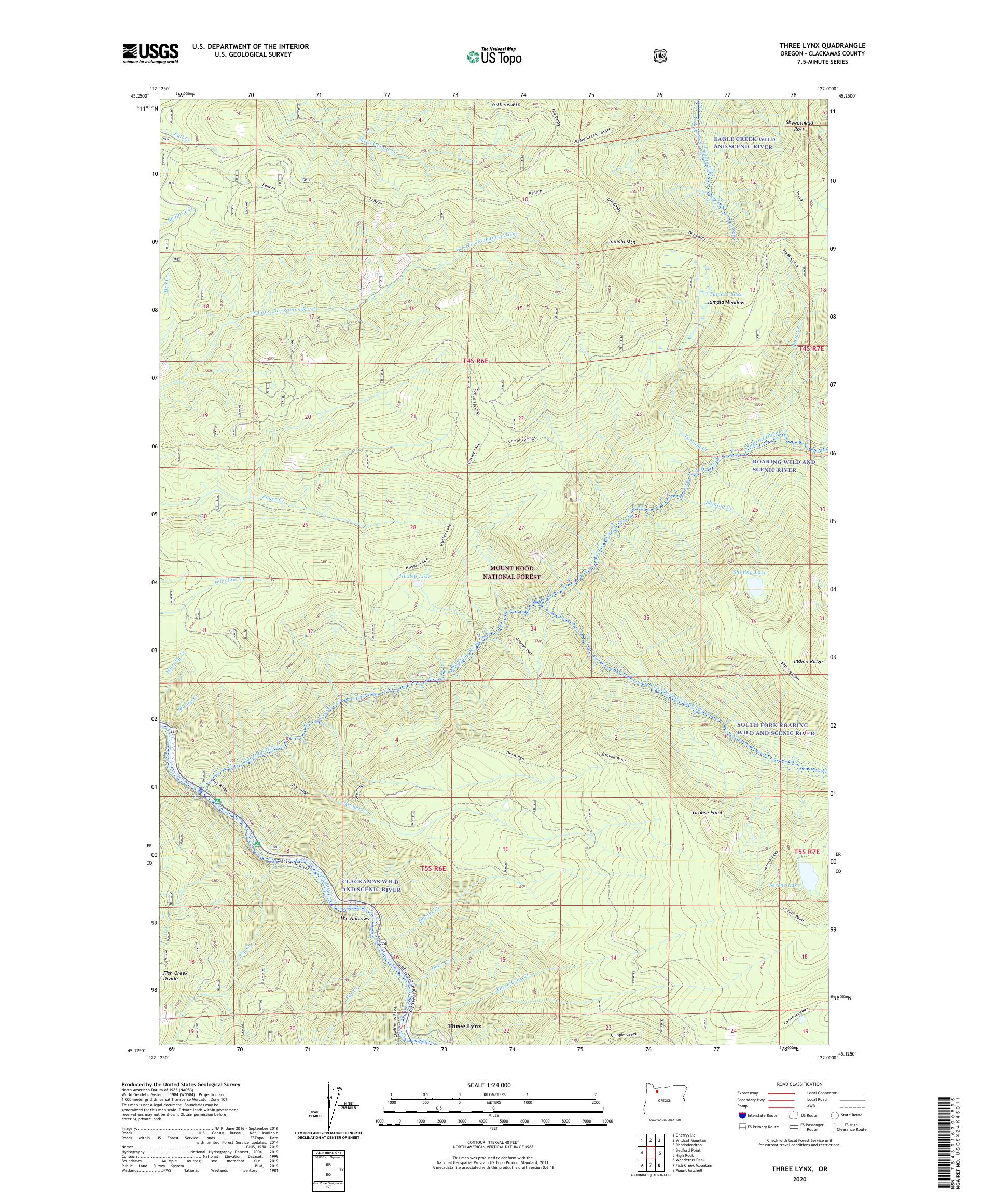 Three Lynx Oregon US Topo Map – MyTopo Map Store