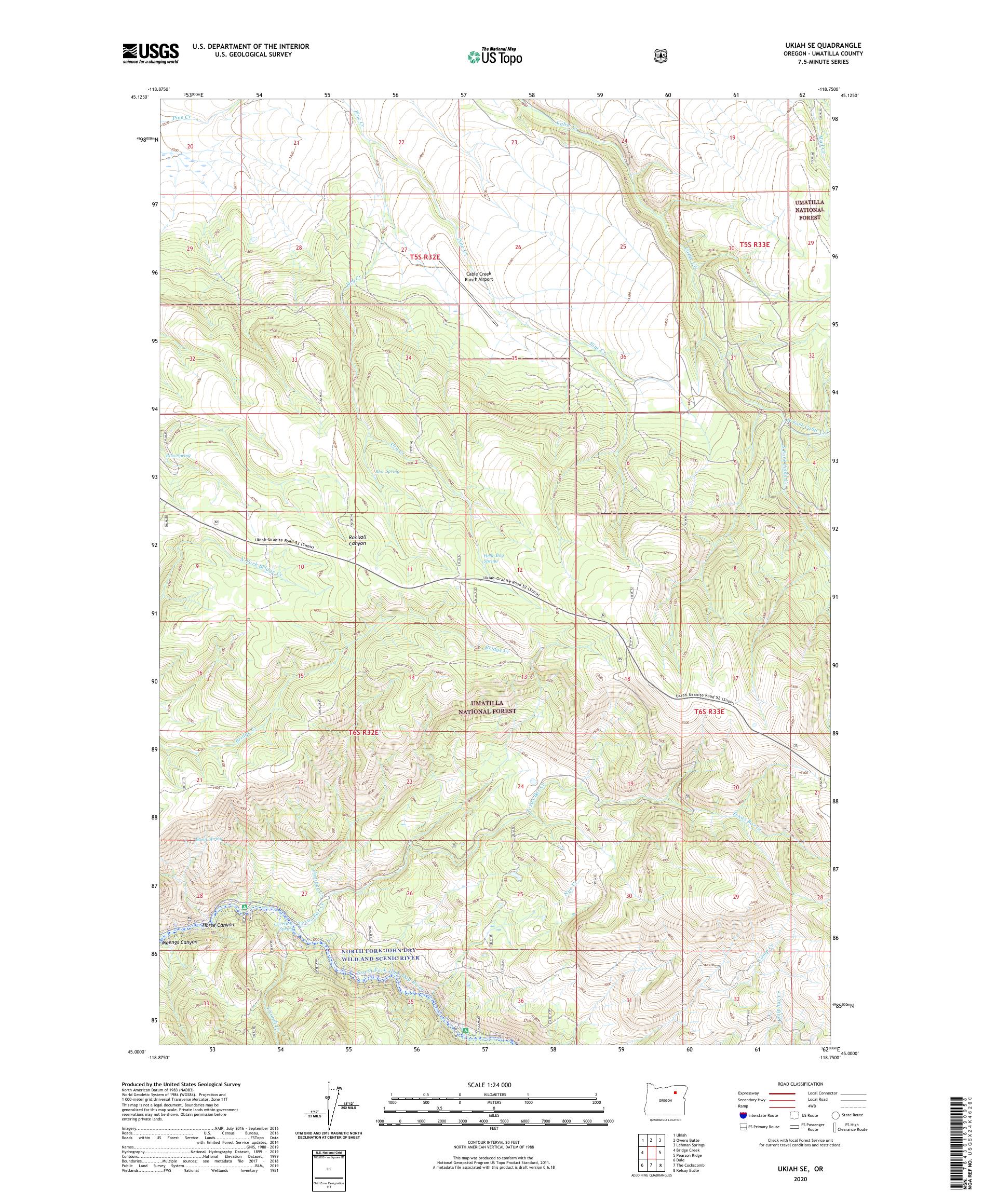 Ukiah SE Oregon US Topo Map – MyTopo Map Store