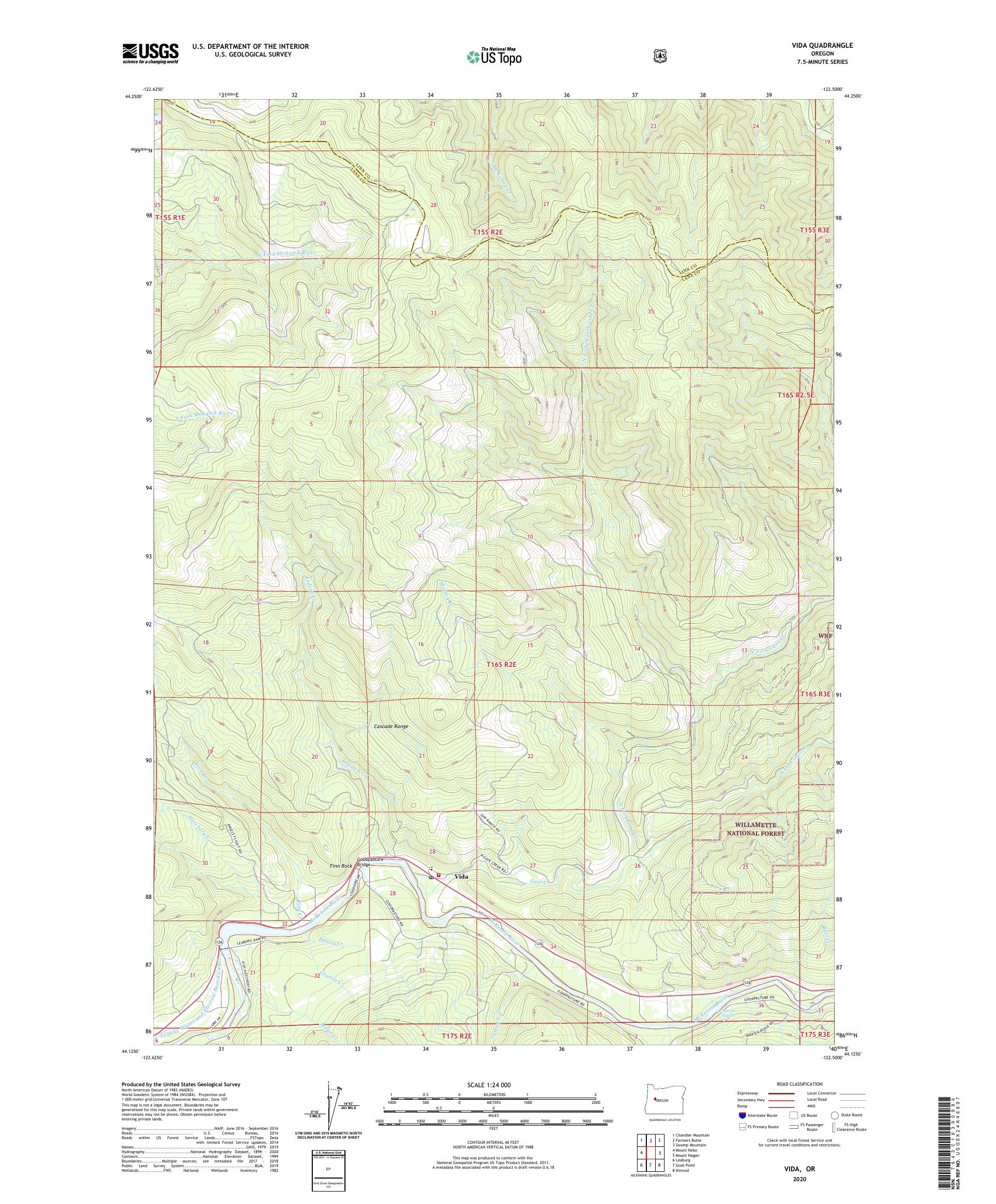 Vida Oregon US Topo Map – MyTopo Map Store