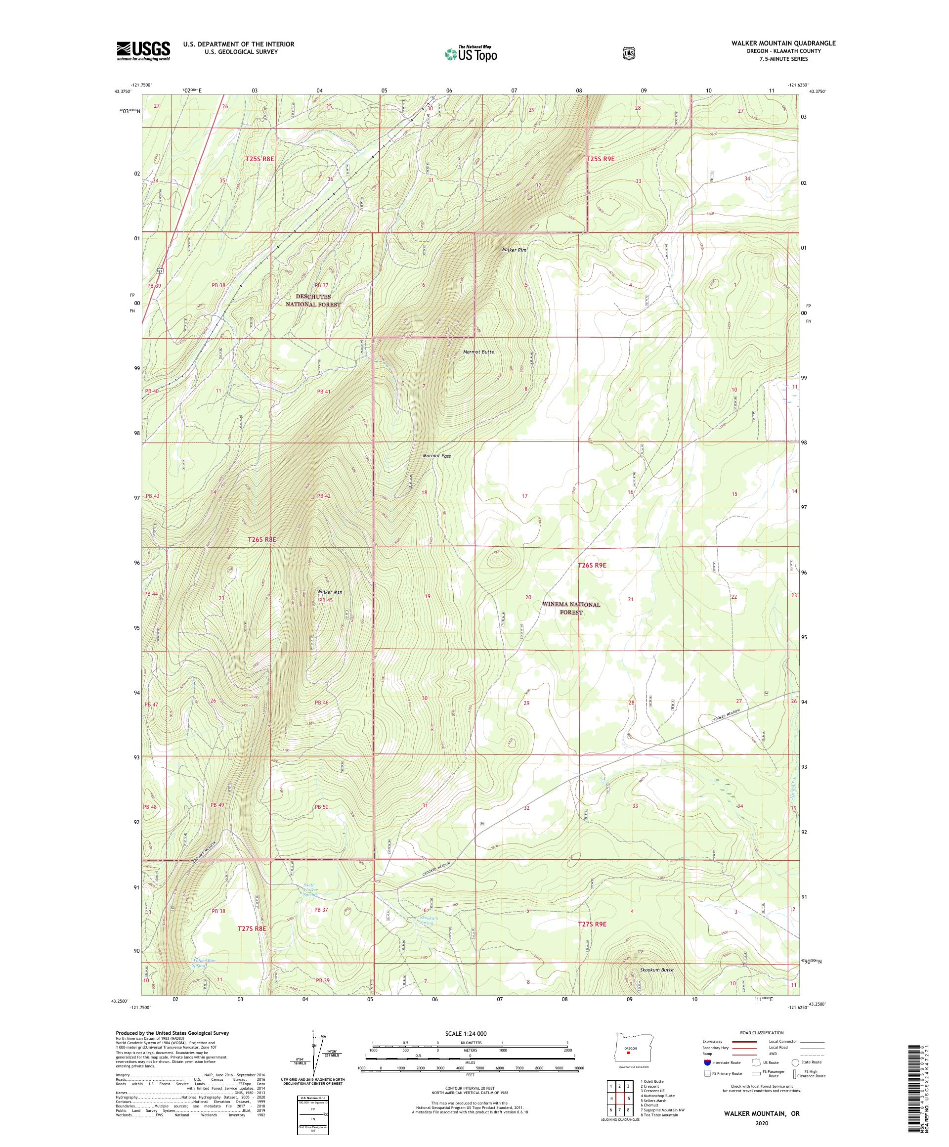 Walker Mountain Oregon US Topo Map – MyTopo Map Store