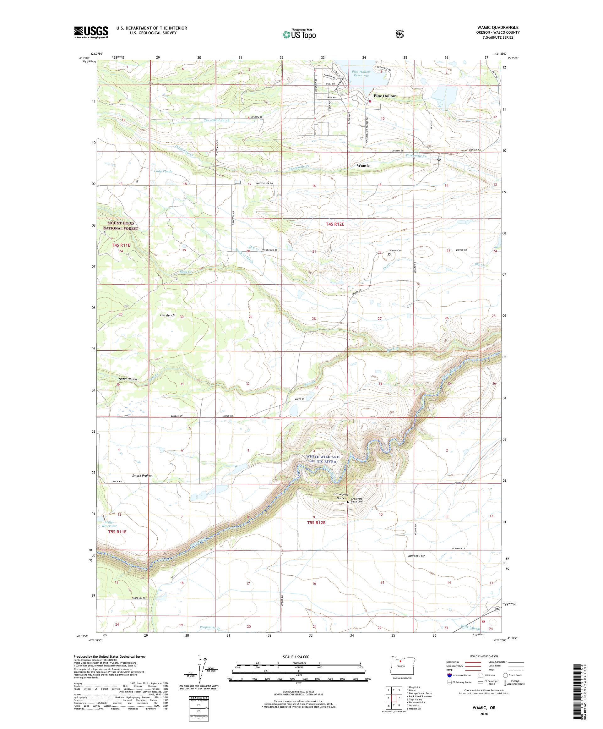 Wamic Oregon US Topo Map – MyTopo Map Store