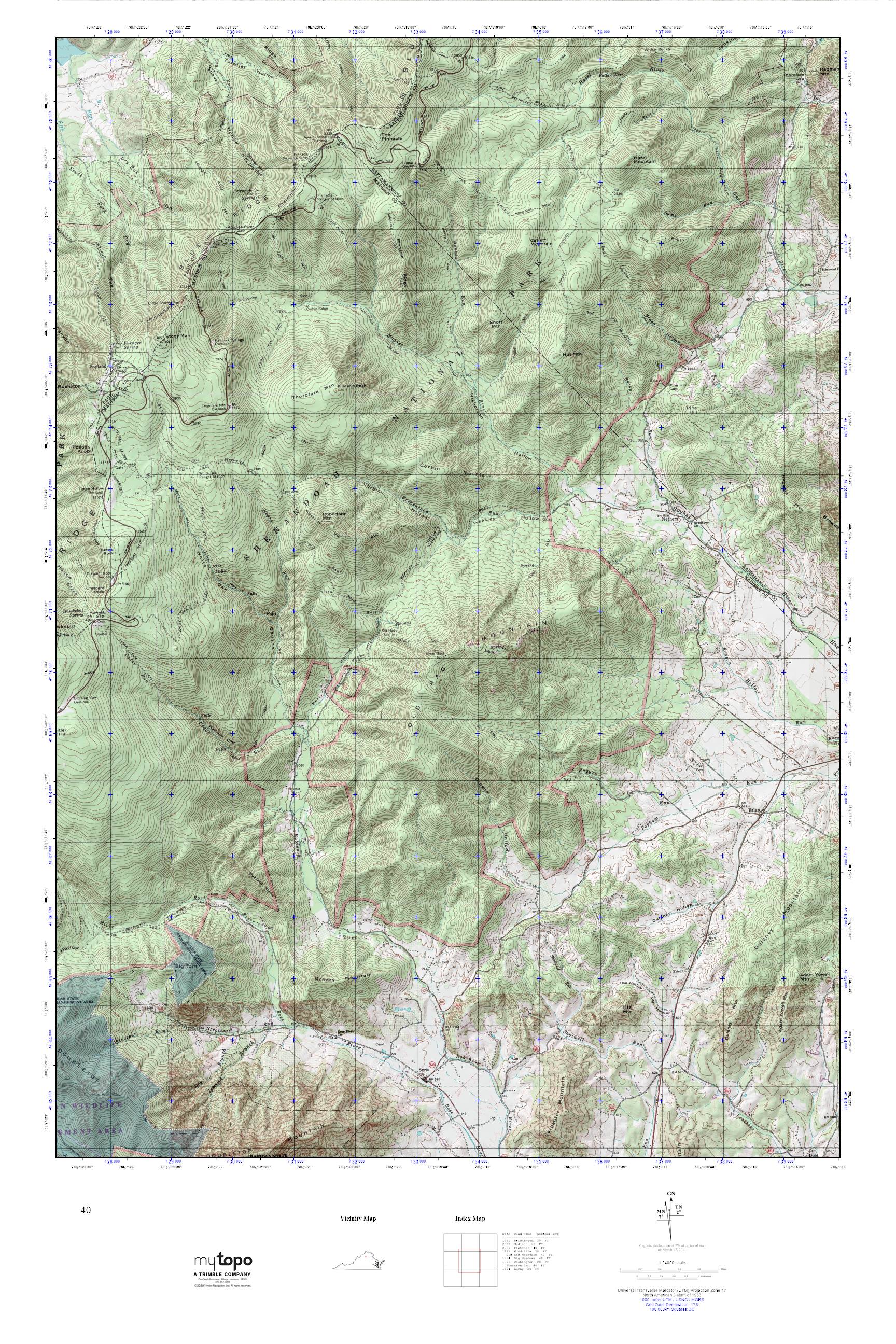 Old Rag Mountain MyTopo Explorer Series Map – MyTopo Map Store
