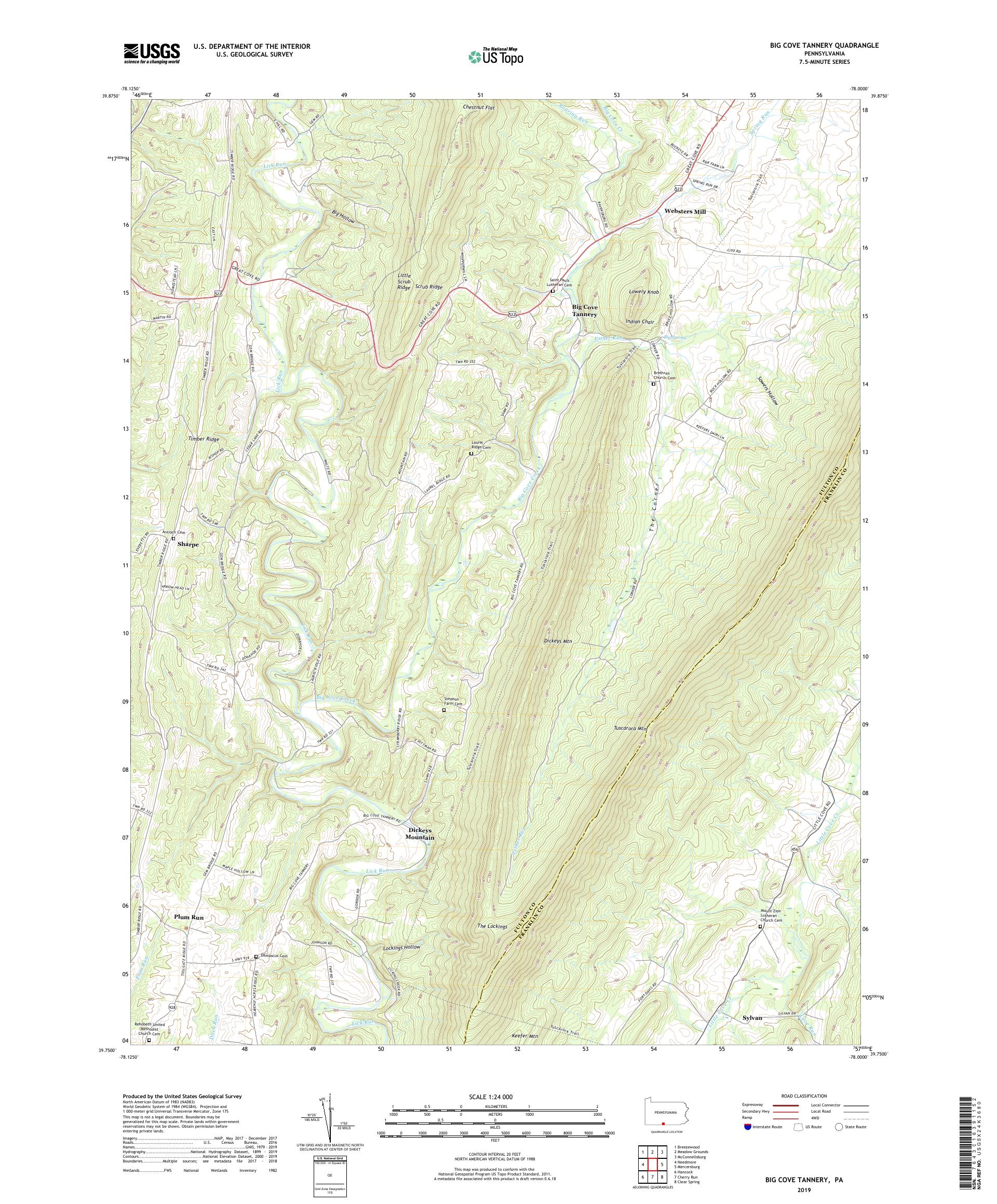 Big Cove Tannery Pennsylvania US Topo Map – MyTopo Map Store