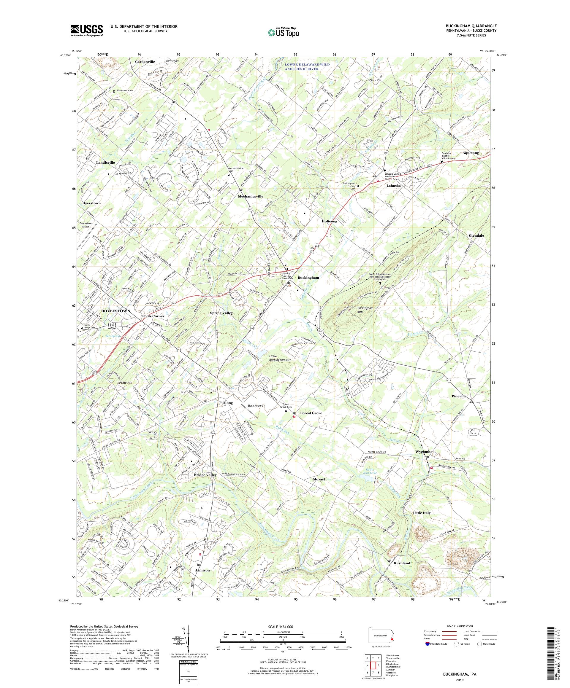 Buckingham Pennsylvania US Topo Map – MyTopo Map Store
