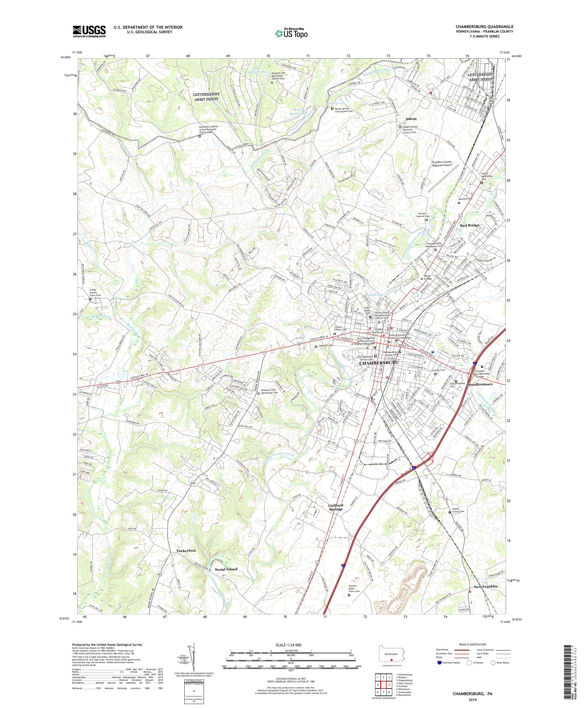 Chambersburg Pennsylvania US Topo Map – MyTopo Map Store