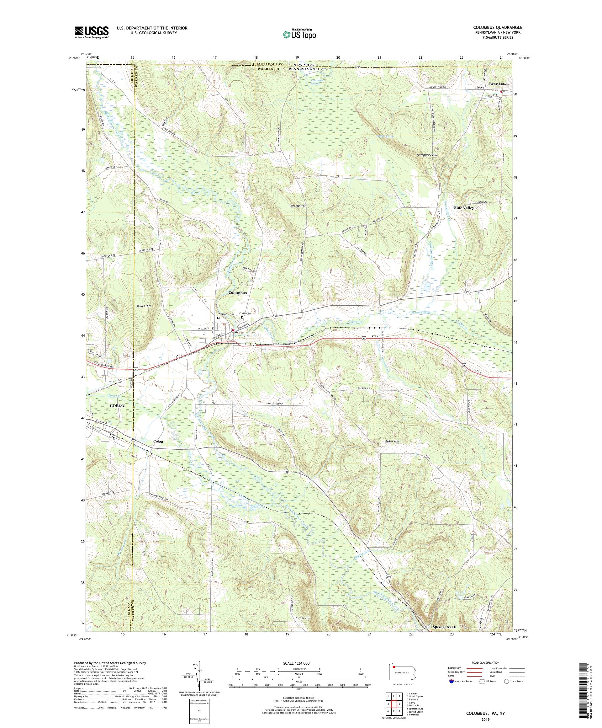 Columbus Pennsylvania US Topo Map – MyTopo Map Store