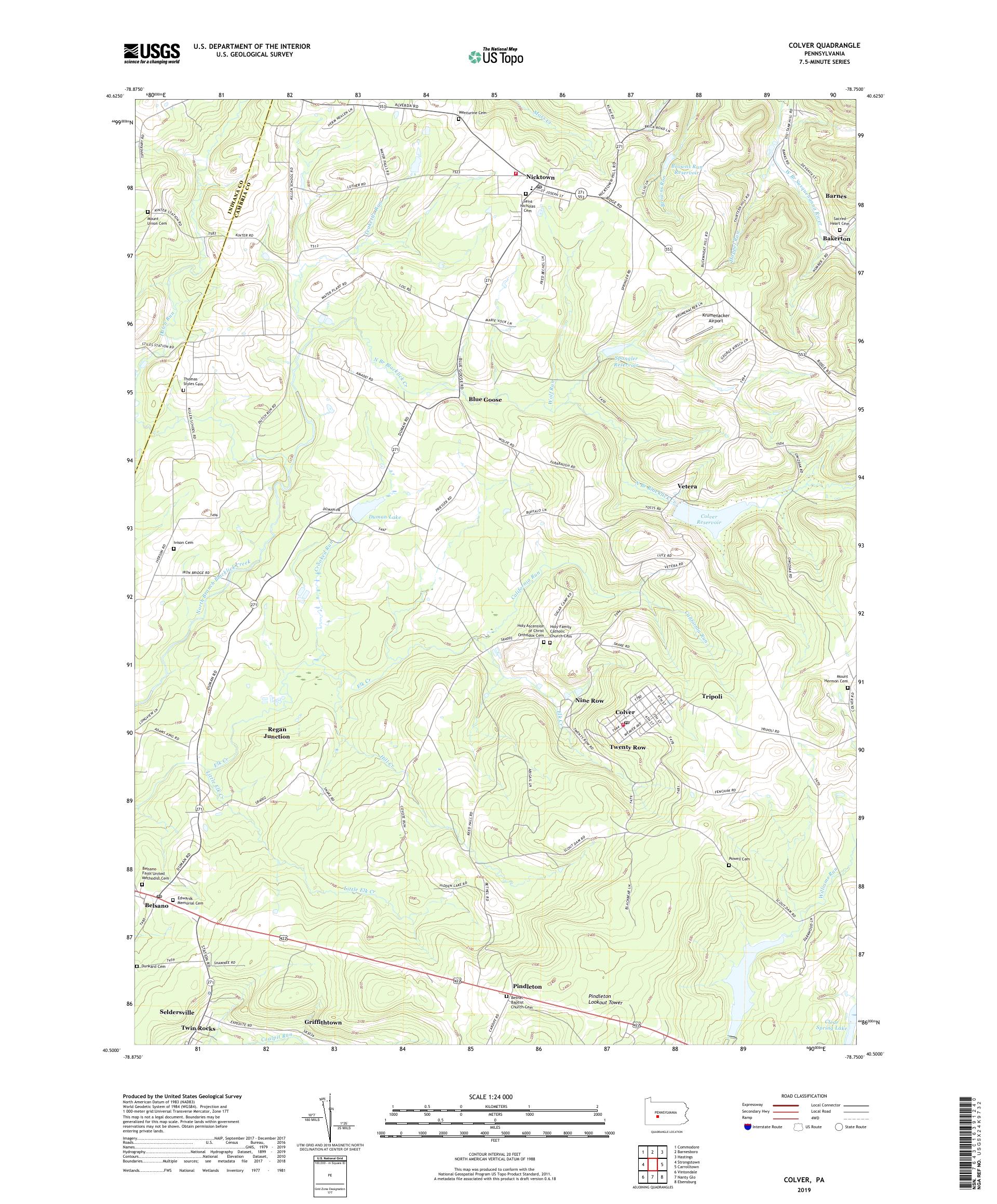 Colver Pennsylvania US Topo Map – MyTopo Map Store
