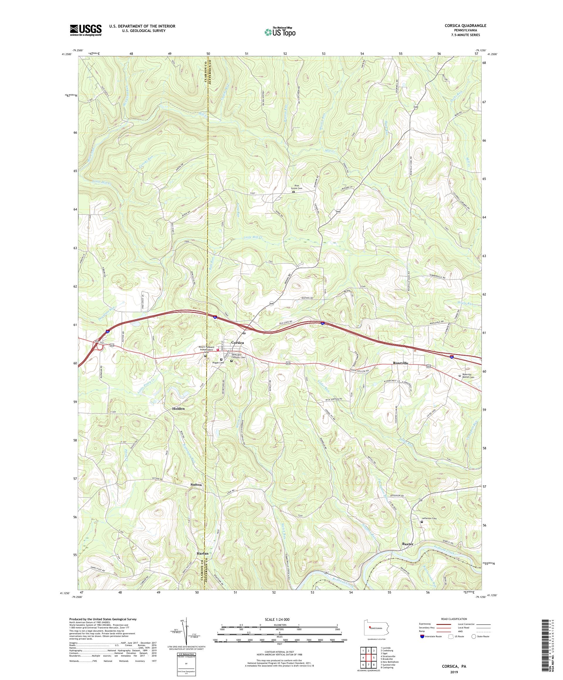 Corsica Pennsylvania US Topo Map – MyTopo Map Store