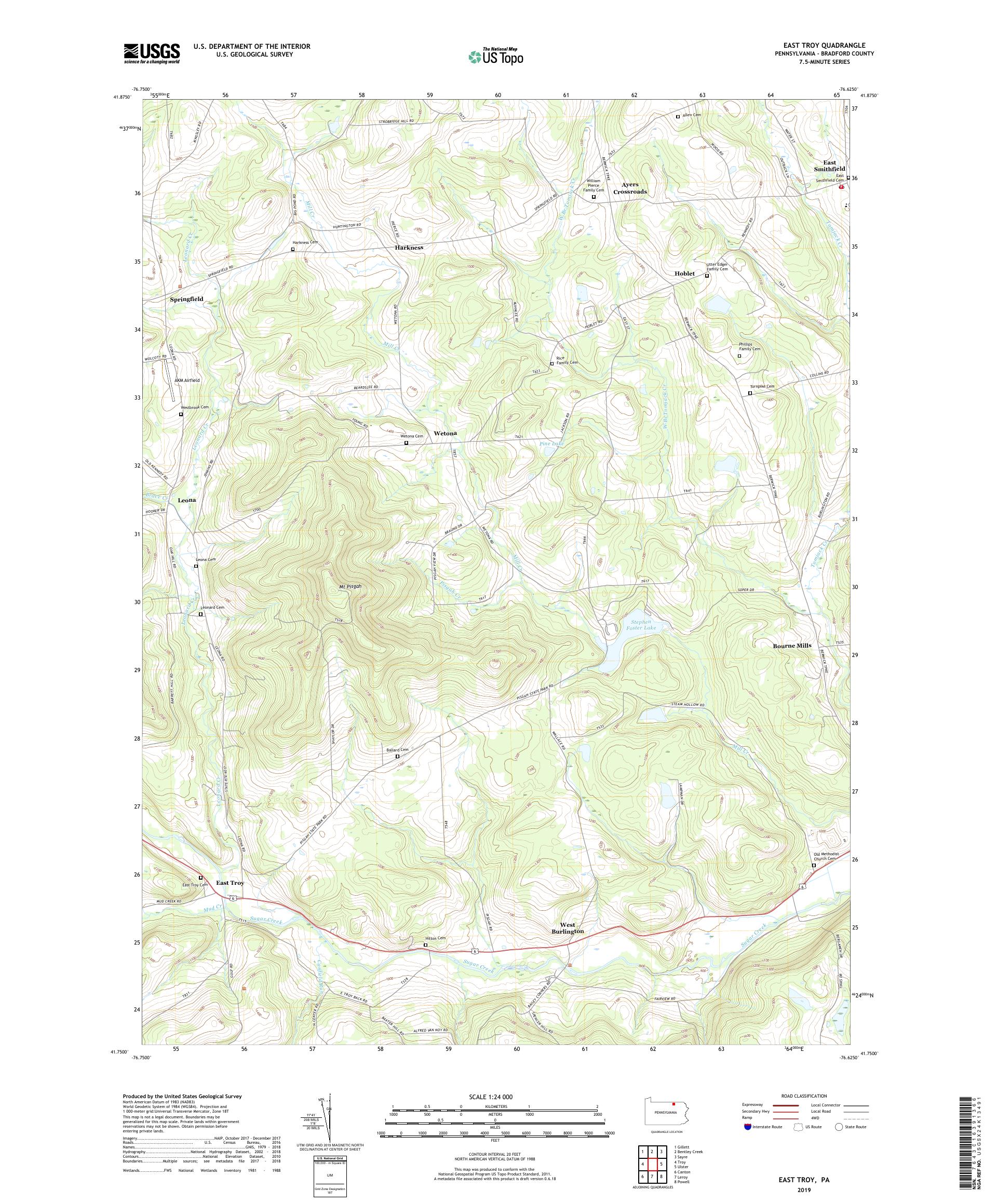 East Troy Pennsylvania US Topo Map – MyTopo Map Store