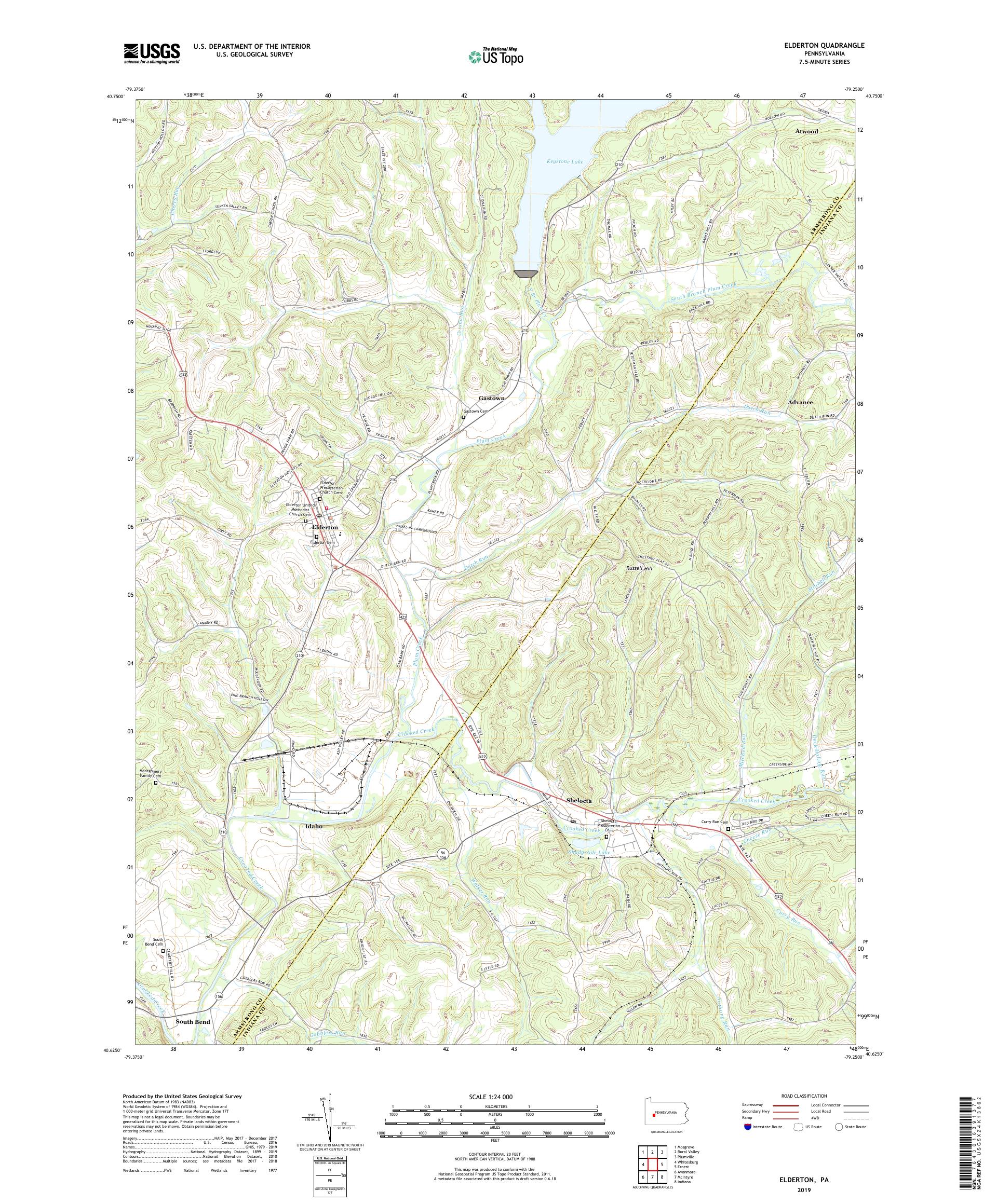 Elderton Pennsylvania US Topo Map – MyTopo Map Store
